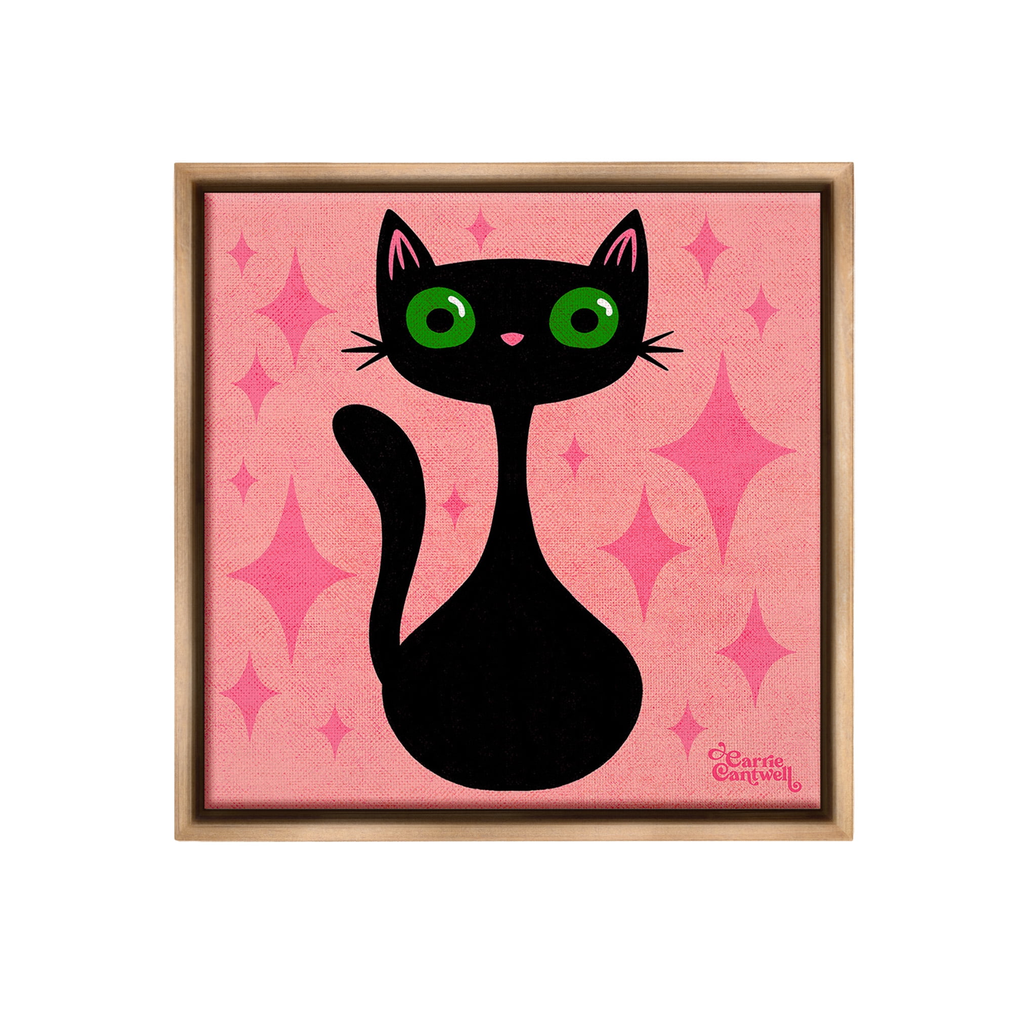 Stupell Industries Cat with Pink Diamonds Animals & Insects Painting ...