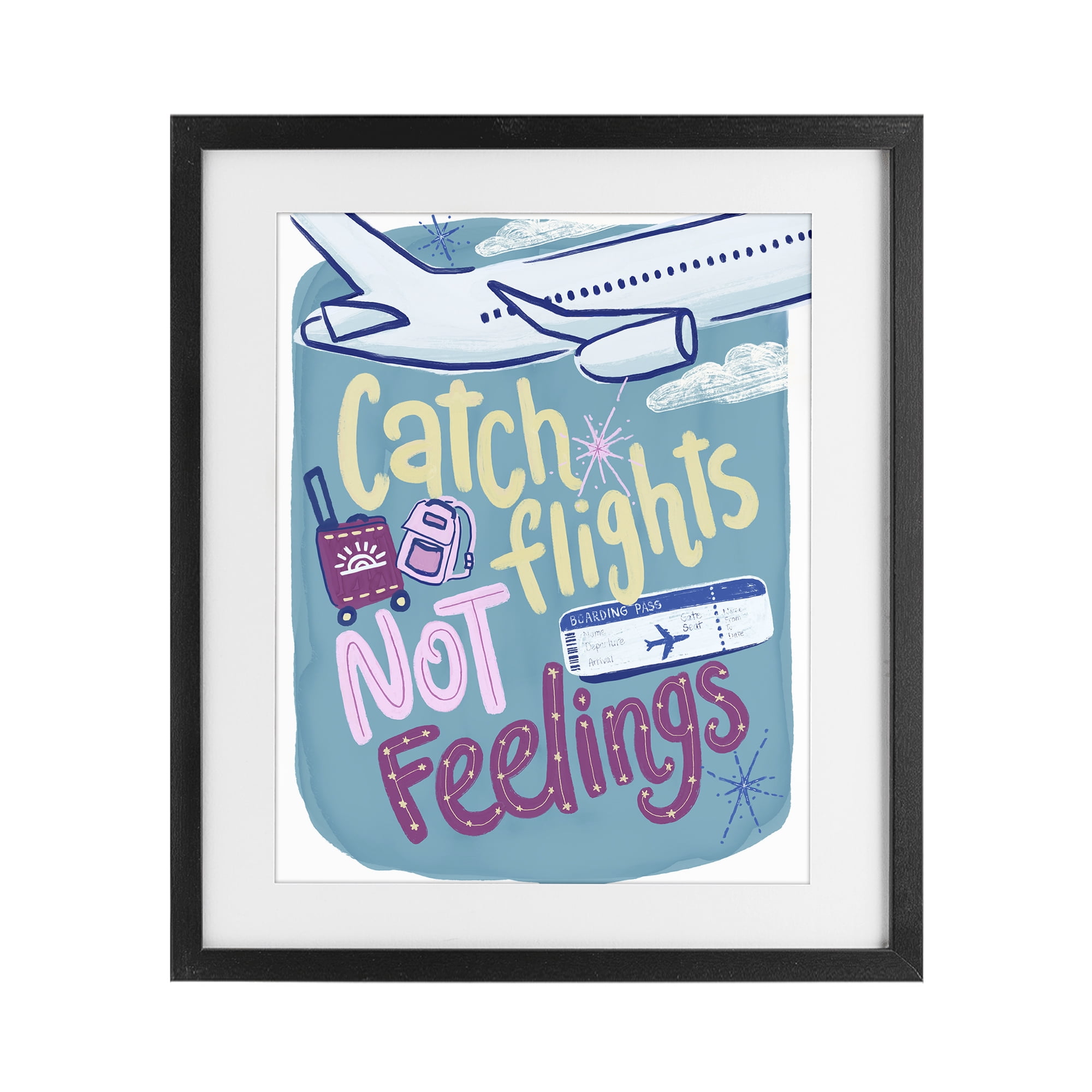 Stupell Industries Catch Flights Not Feelings Black Framed Print Under ...
