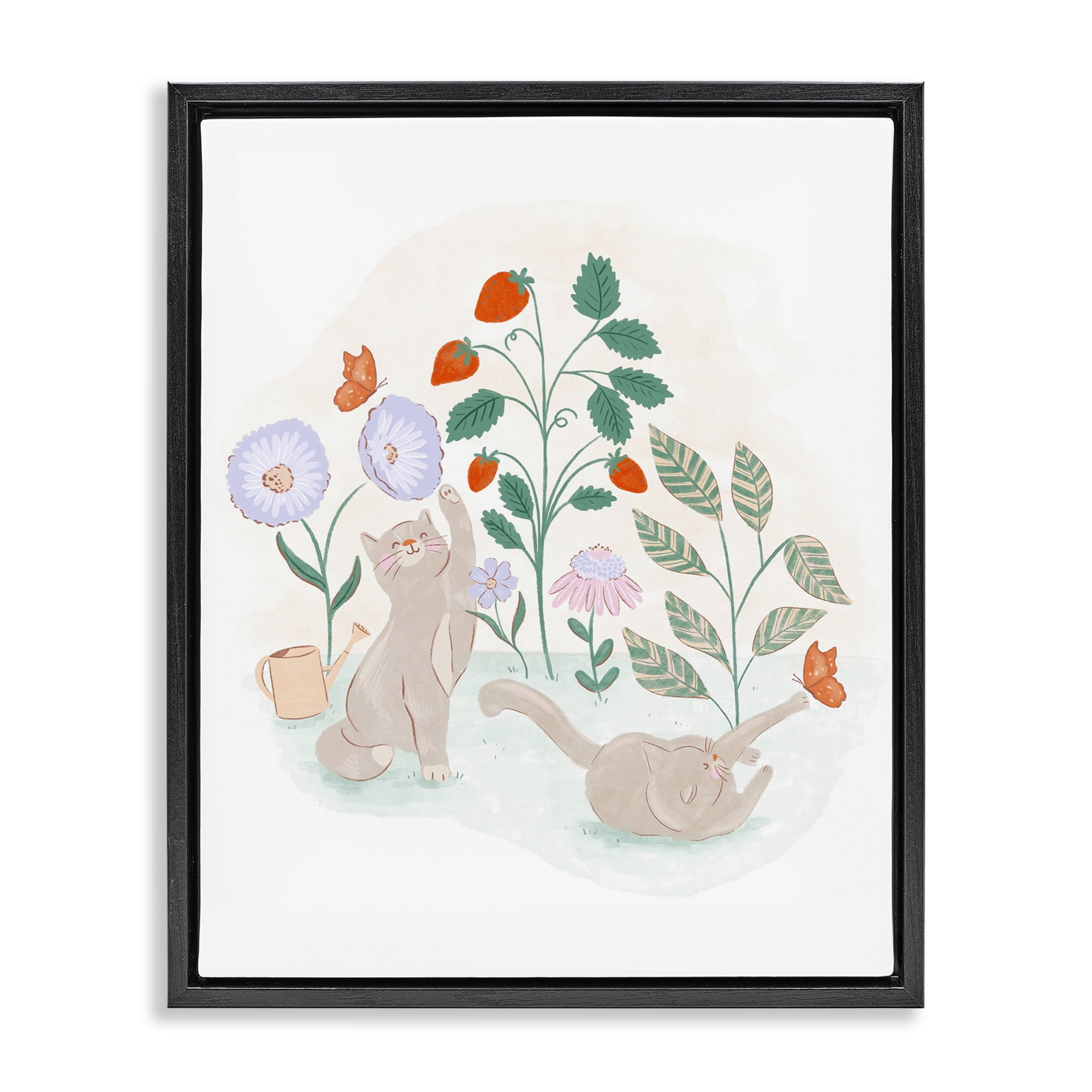 Stupell Industries Cats Playing in Garden Animals & Insects Painting ...