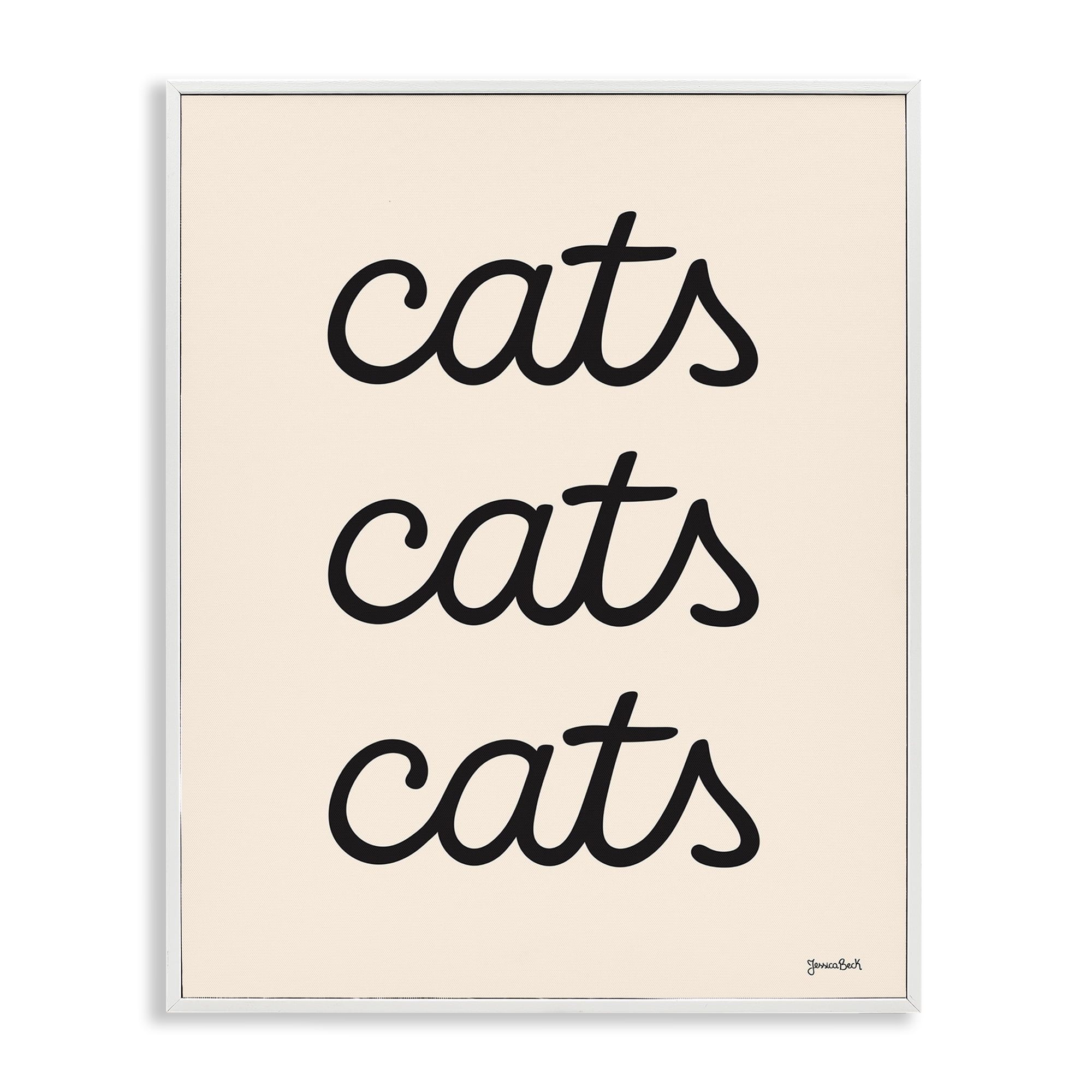 Stupell Industries Cats Repeating Script Animals Painting White Framed ...