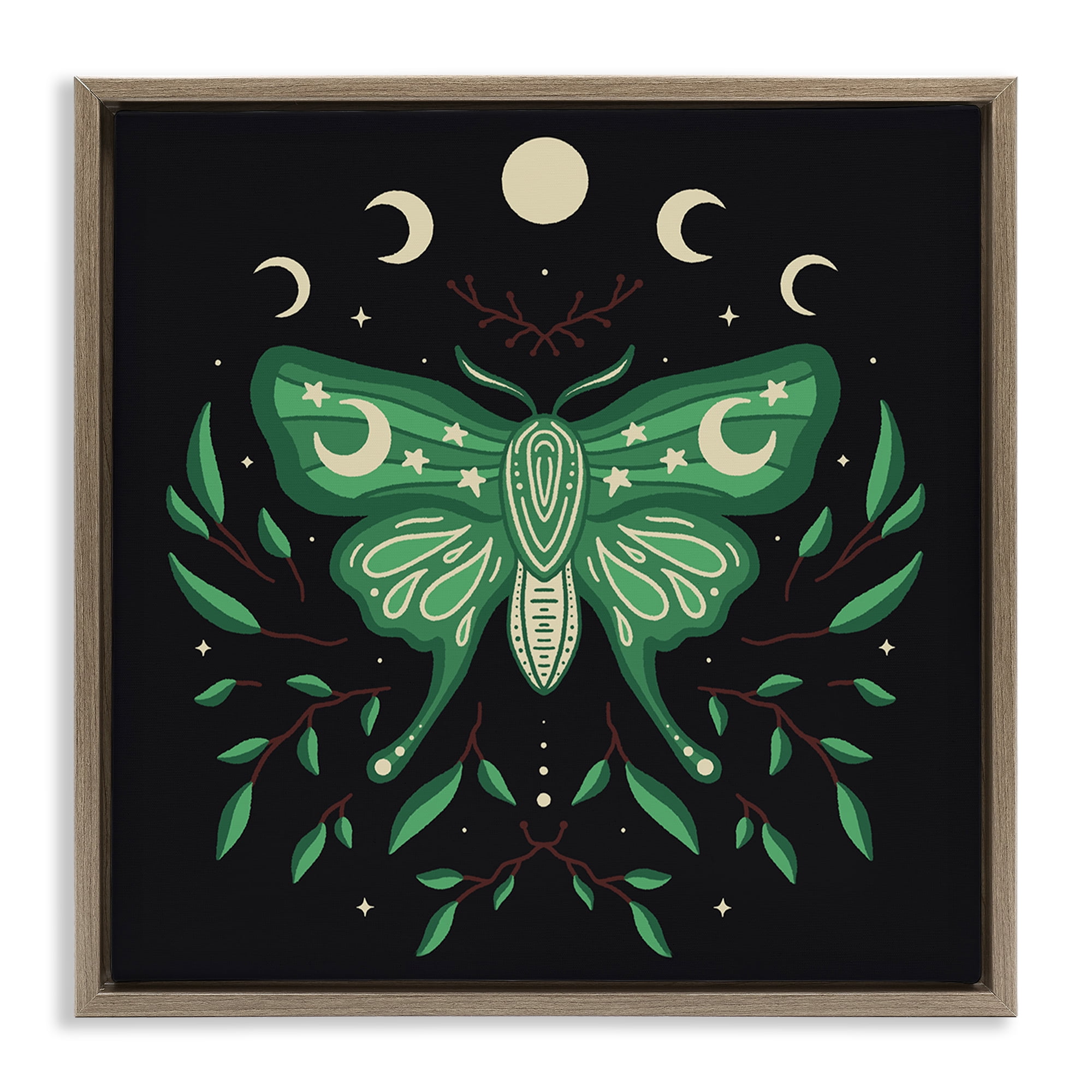 Stupell Industries Celestial Moth & Botanicals Animals Painting Brown ...