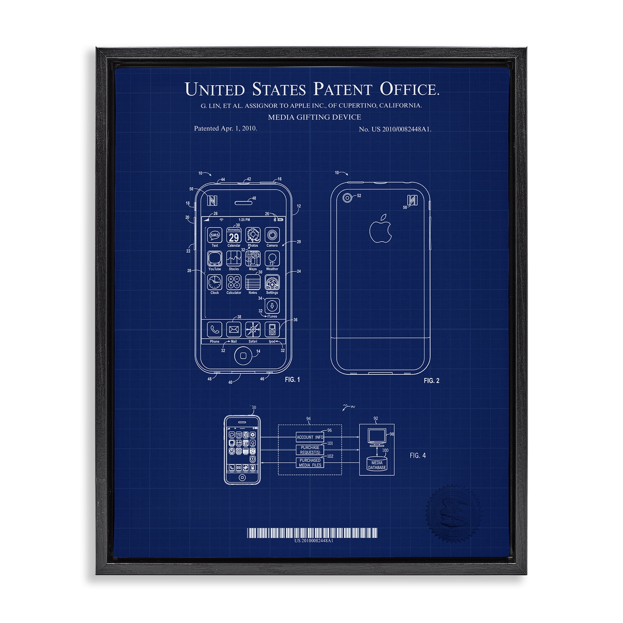 Stupell Industries Cell Phone Blueprint Typography Painting Black ...