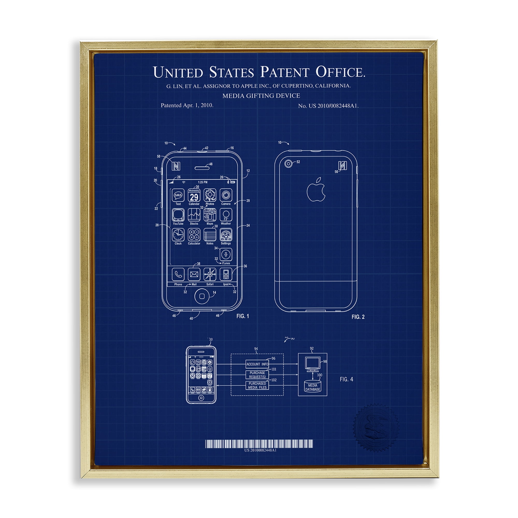 Stupell Industries Cell Phone Blueprint Typography Painting Gold ...