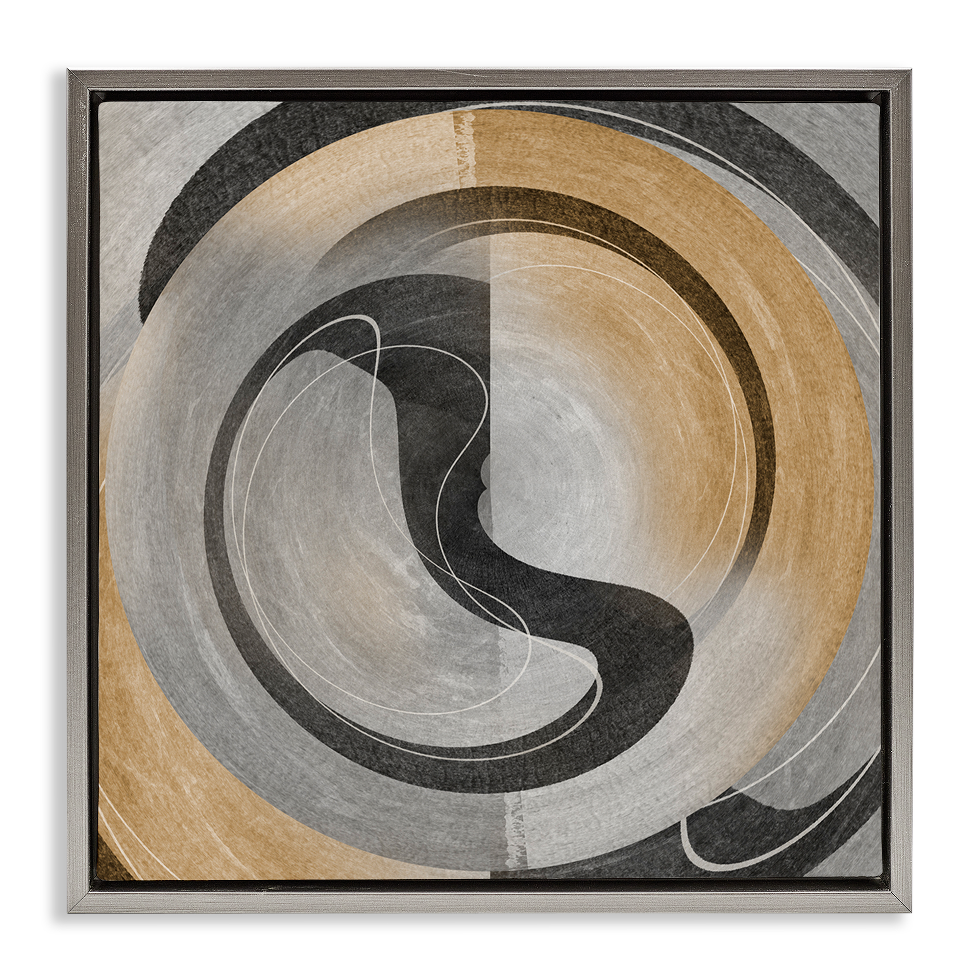 Stupell Industries Centric Circular Swoop Abstract Painting Gray ...