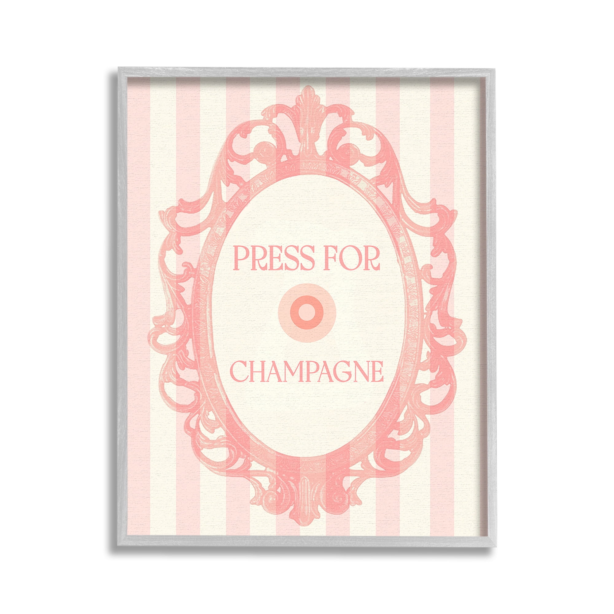 Stupell Industries Champagne Button on Stripes Food & Beverage Painting ...