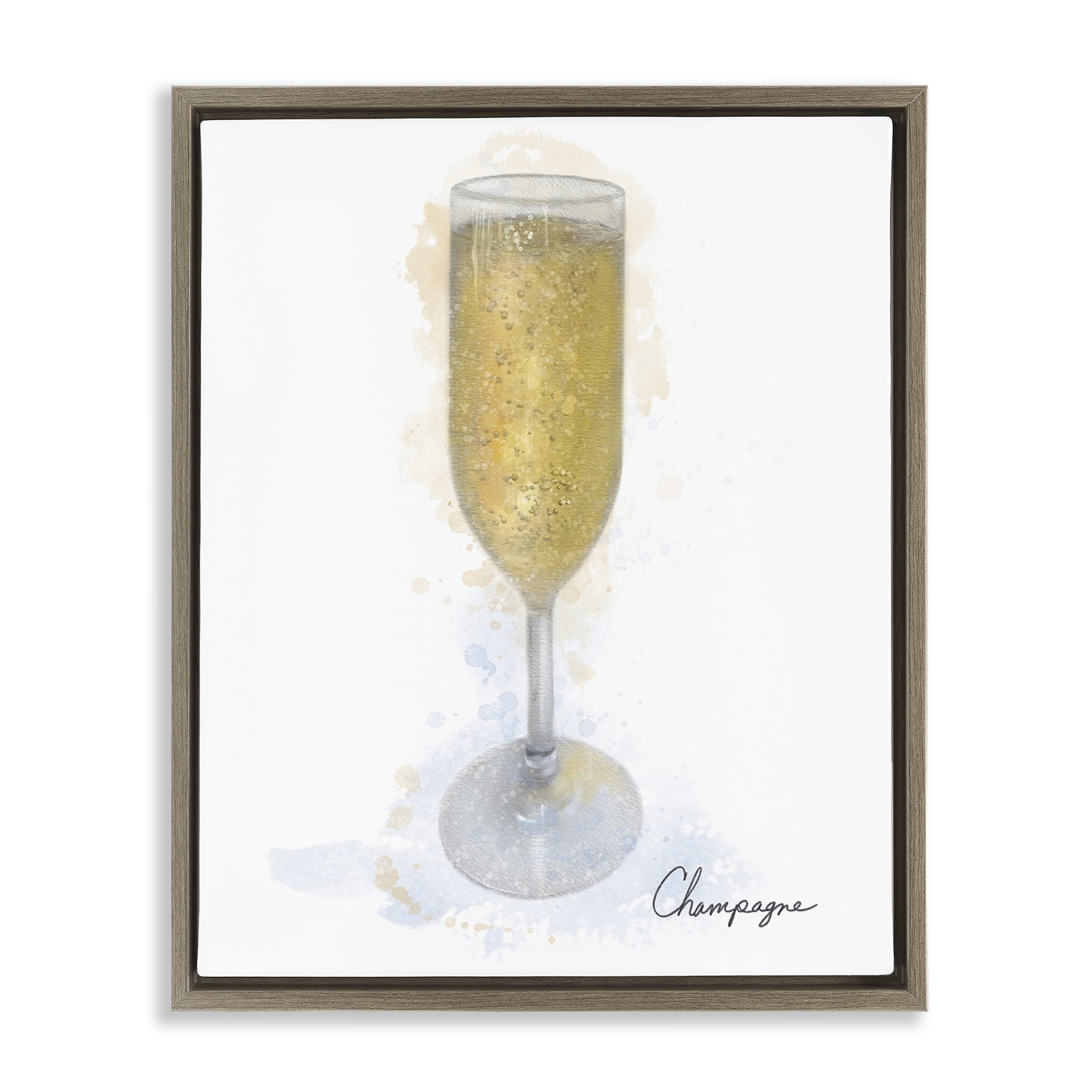 Stupell Industries Champagne Glass Shimmer Food & Beverage Painting ...