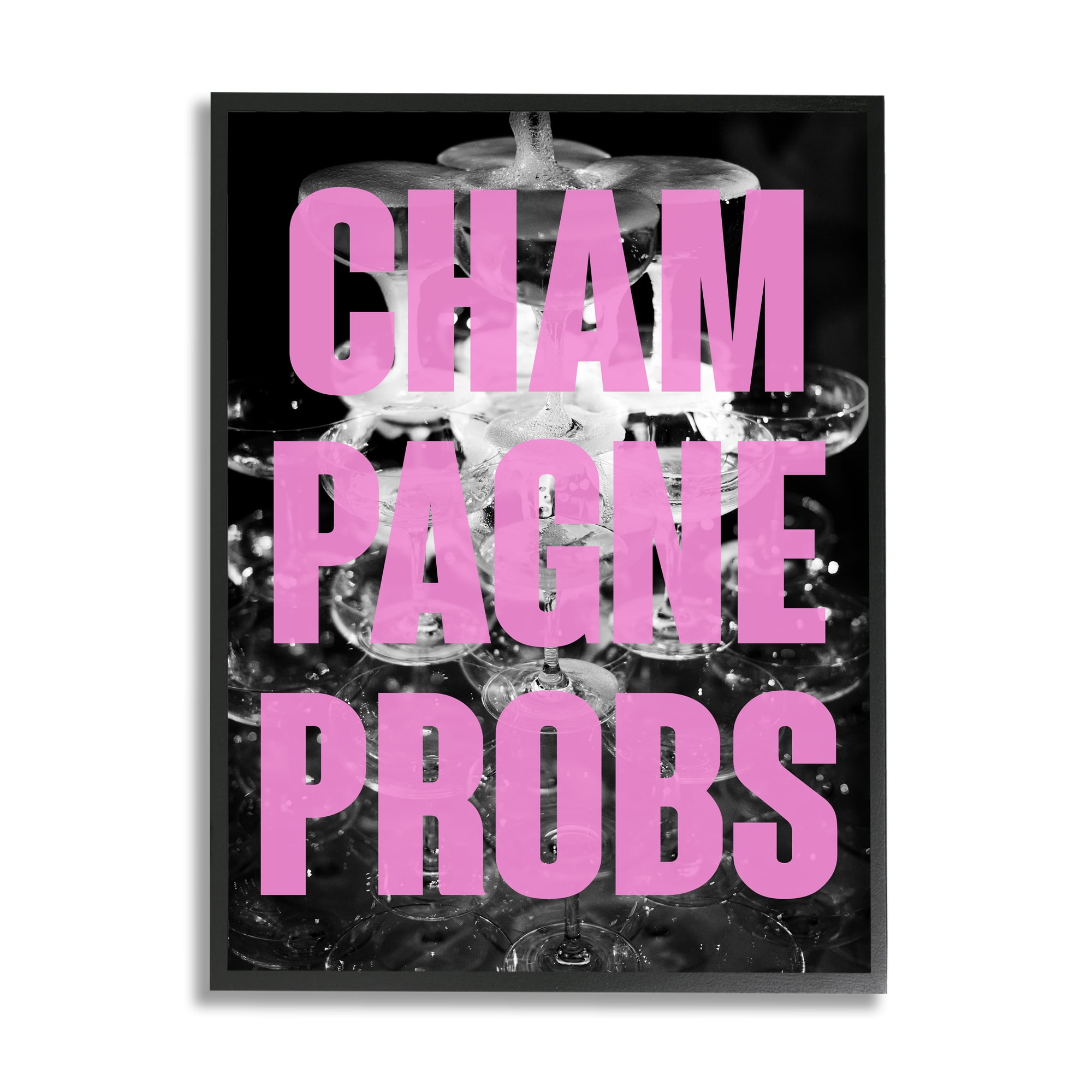 Stupell Industries Champagne Probs Phrase Food & Beverage Painting Black Framed Art Print Wall ...