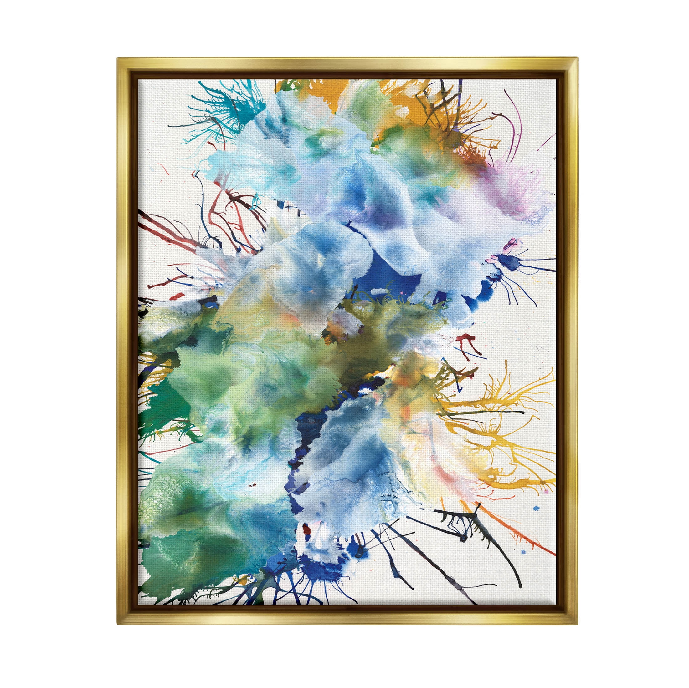 Stupell Industries Chaotic Abstract Rainbow Shapes Graphic Art Metallic ...