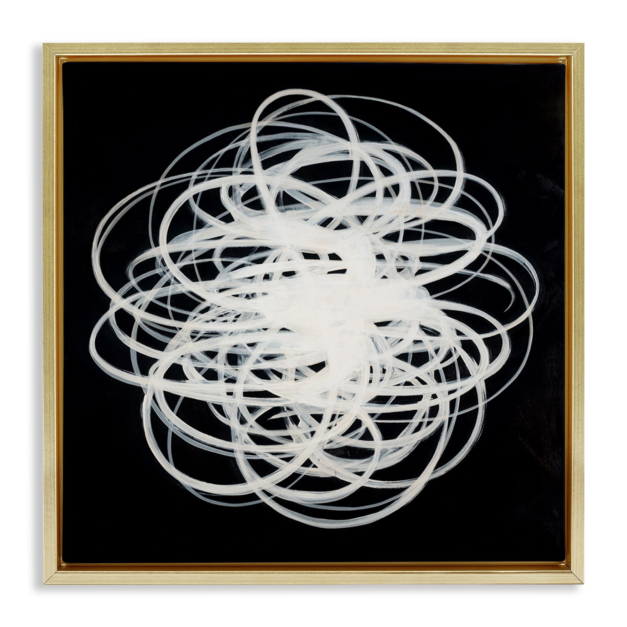Stupell Industries Chaotic Scribble on Black Abstract Painting Gold ...