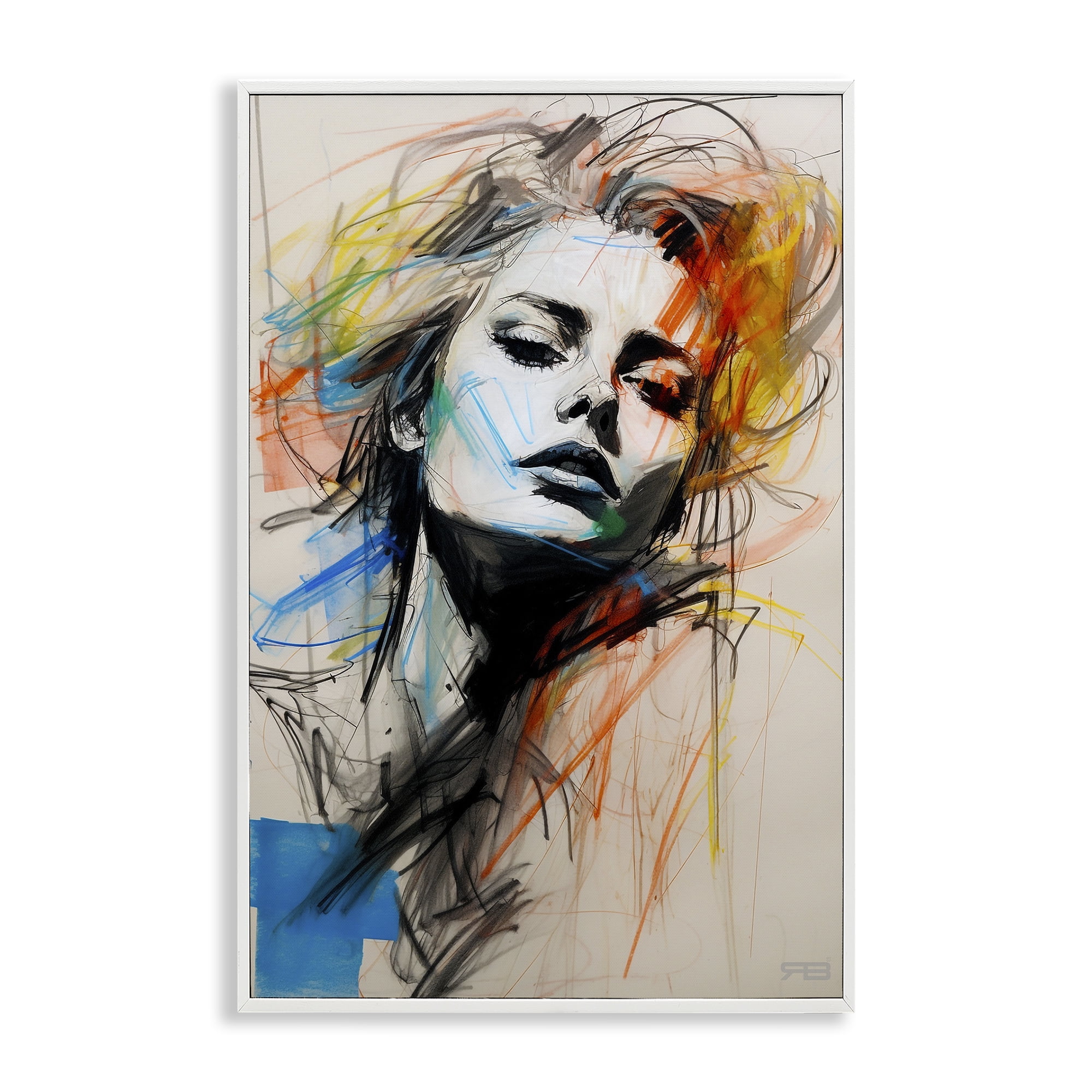 Stupell Industries Chaotic Sketch Portrait Novelty Painting White ...