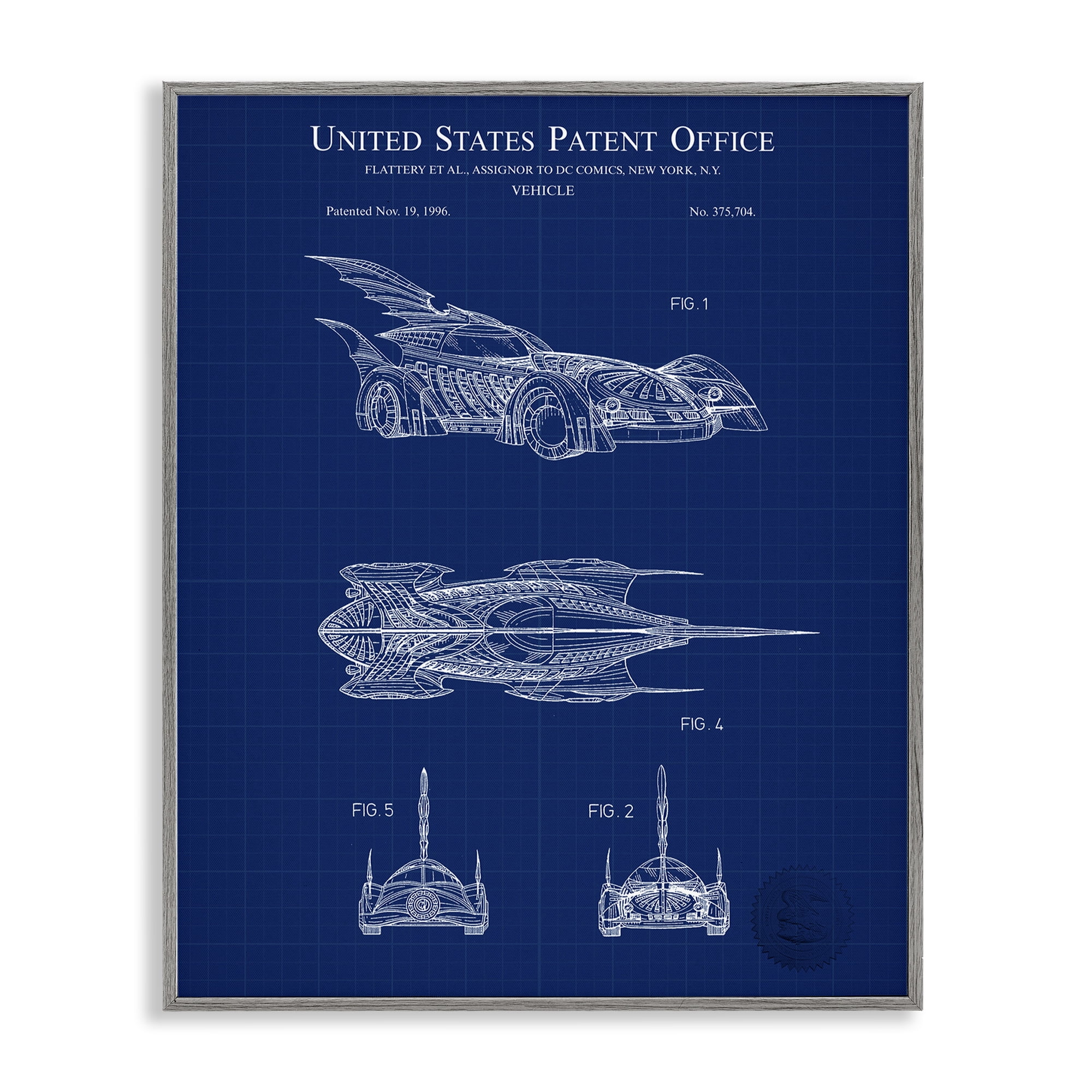 Stupell Industries Character Car Blueprint Transportation Painting Gray ...
