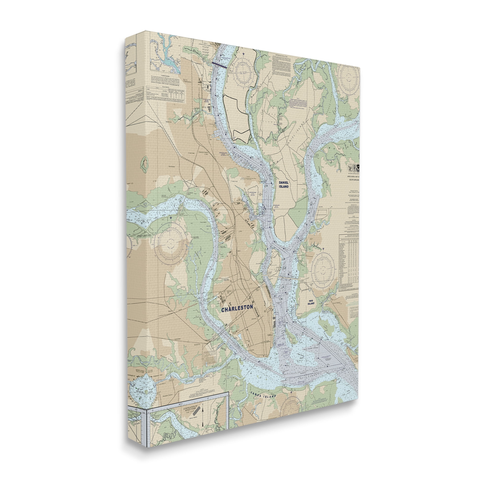 Stupell Industries Charleston South Carolina Nautical Map Daniel Island ...