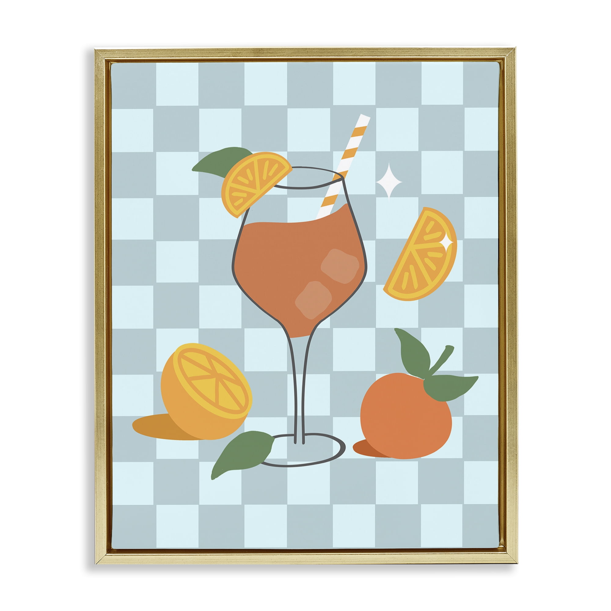 Stupell Industries Checkered Fruity Cocktail Food & Beverage Painting ...