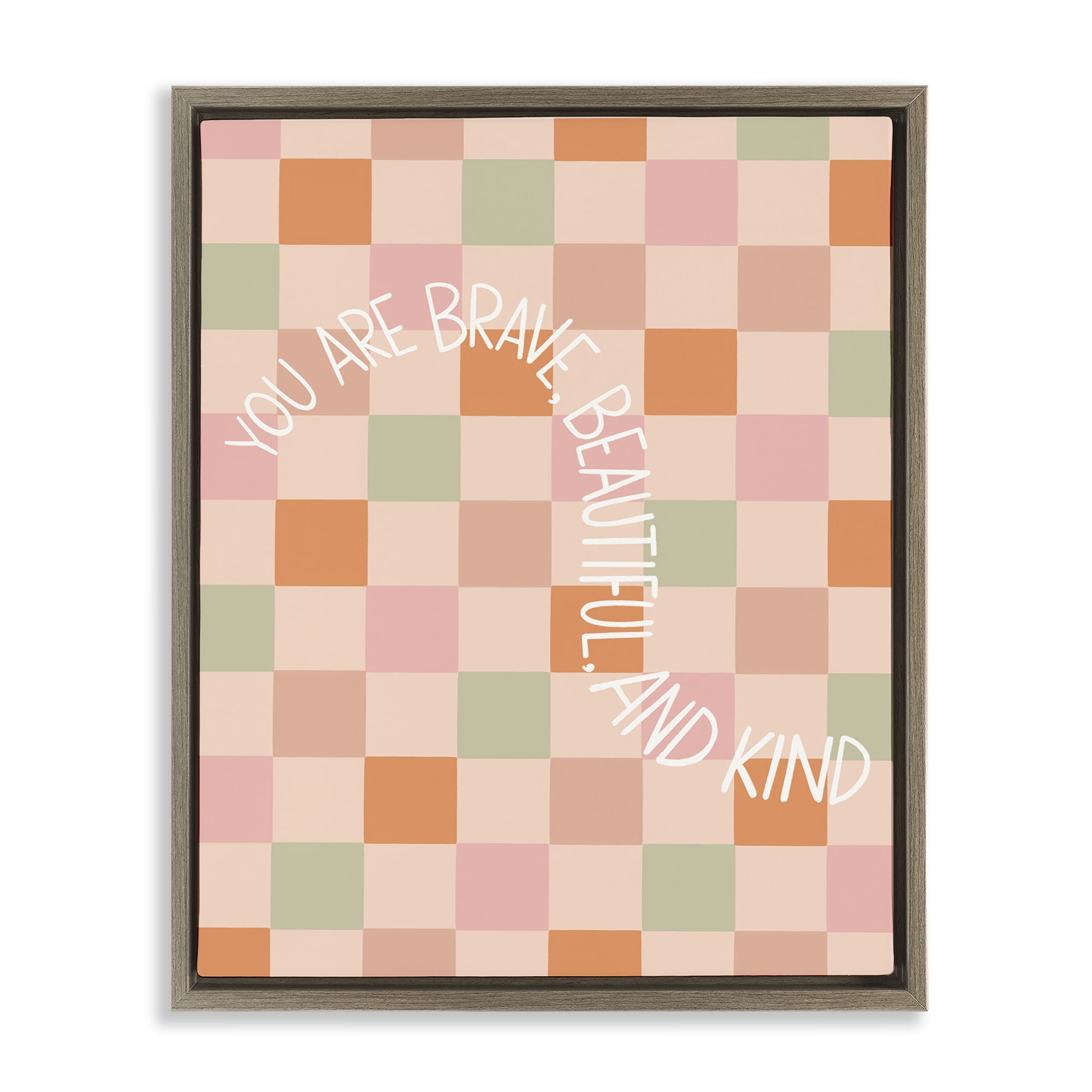 Stupell Industries Checkered You Are Brave Text & Numbers Painting ...