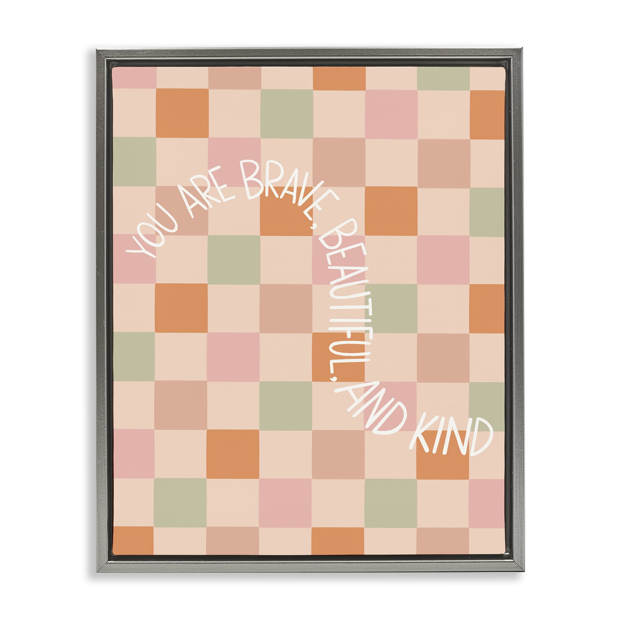 Stupell Industries Checkered You Are Brave Text & Numbers Painting Gray ...