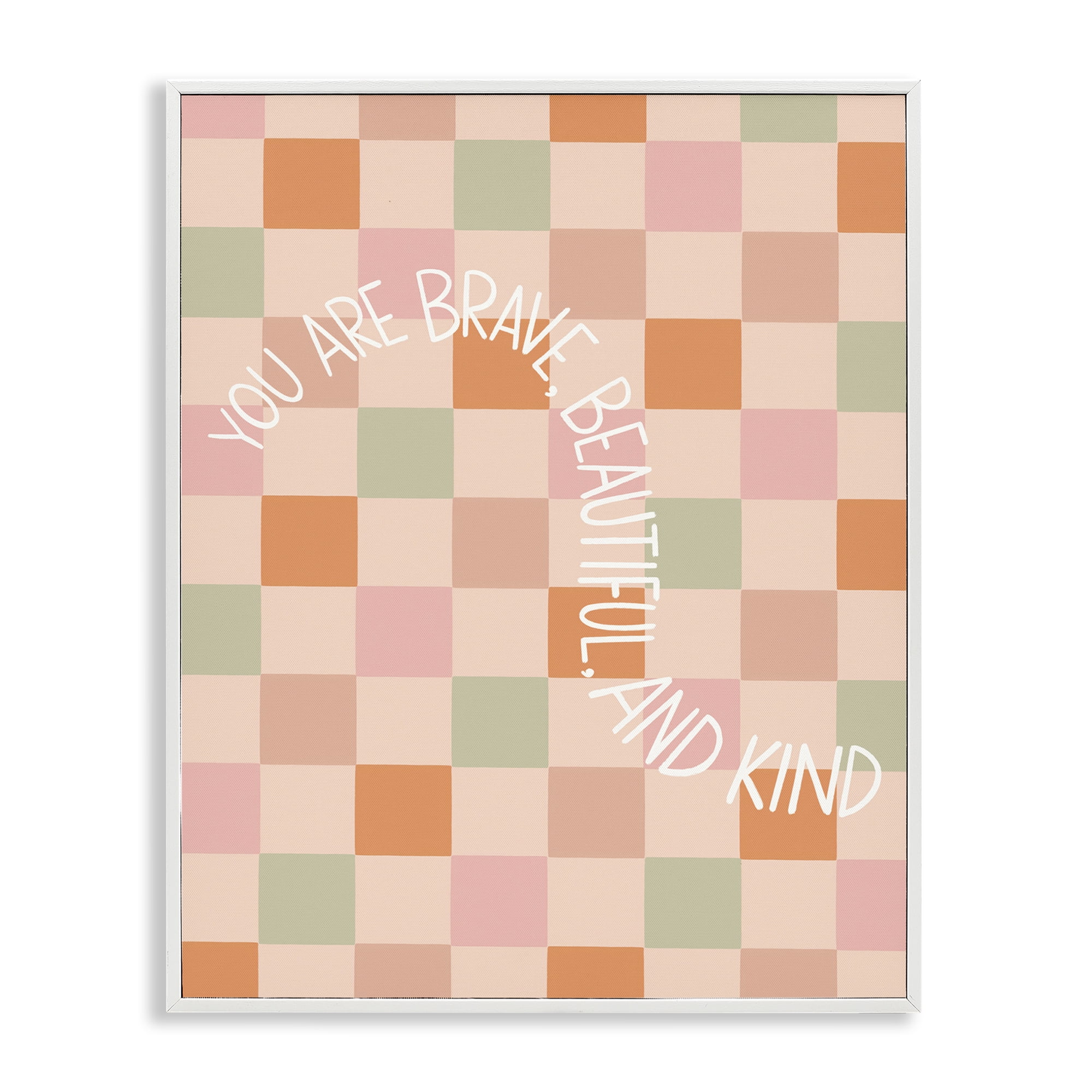 Stupell Industries Checkered You Are Brave Text & Numbers Painting ...