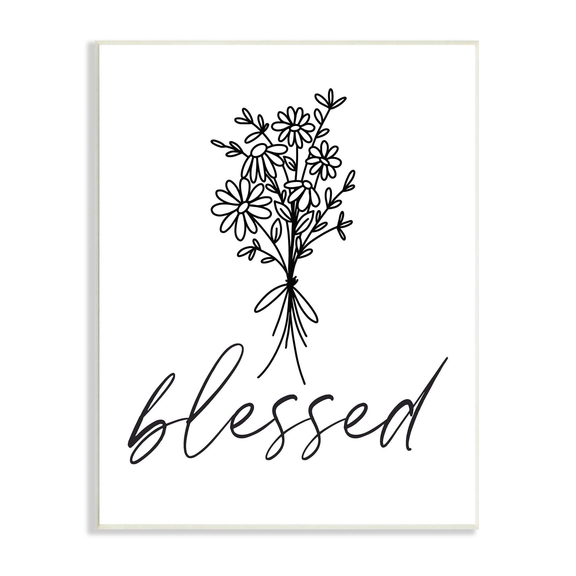 Stupell Industries Cheerful Daisy Flowers Botanical Arrangement Blessed Script Graphic Art ...