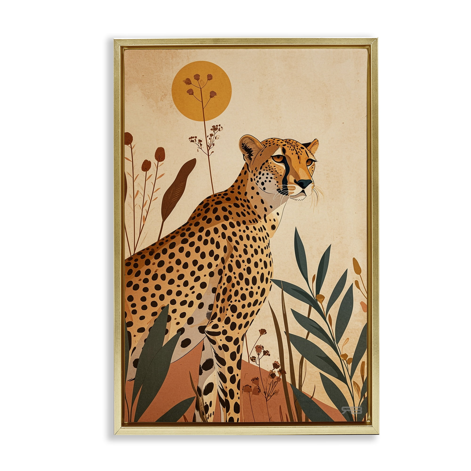 Stupell Industries Cheetah & Boho Plants Animals & Insects Painting ...