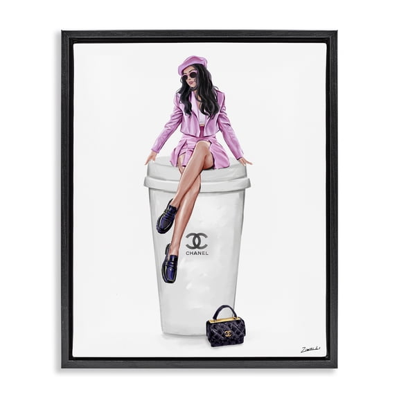Stupell Industries Surreal Collage Woman People Painting Black Floater ...