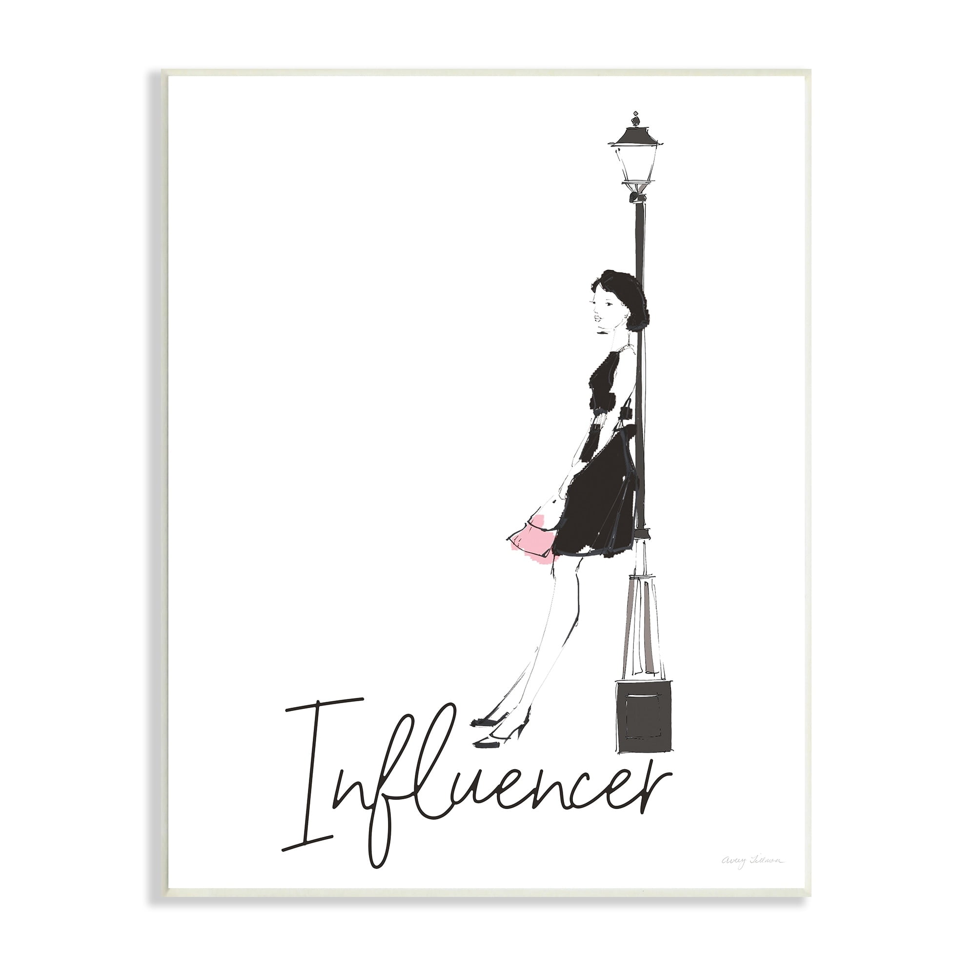 Stupell Industries Chic Influencer Calligraphy Woman Leaning Lamp Post ...