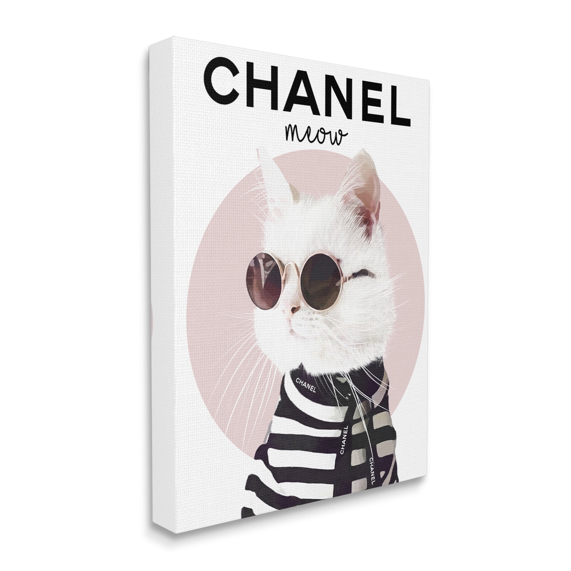 Stupell Industries Chic Kitty Cat Meow Glam Fashion Pink Circle, 16 x ...