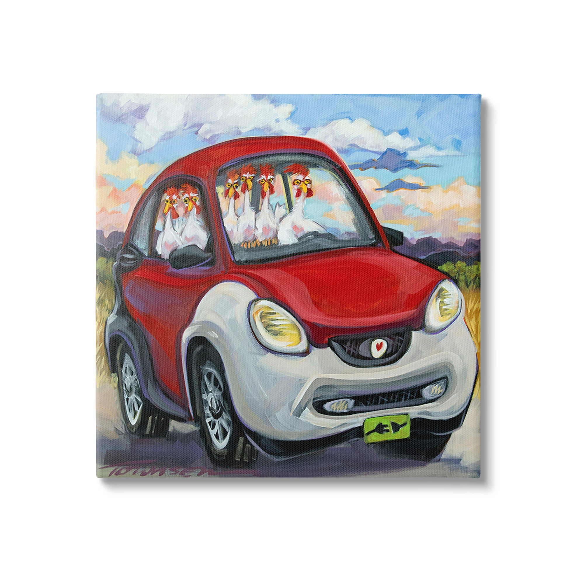 Stupell Industries Chickens Driving Car Animals & Insects Painting ...