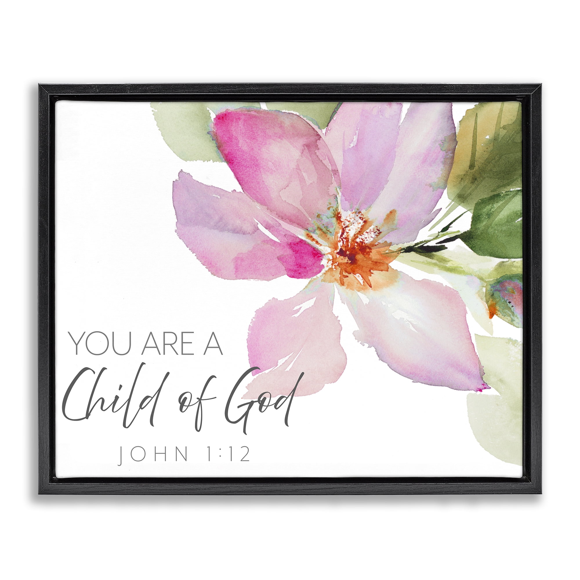 Stupell Industries Child Of God Pink Flower Black Framed Floater Canvas ...