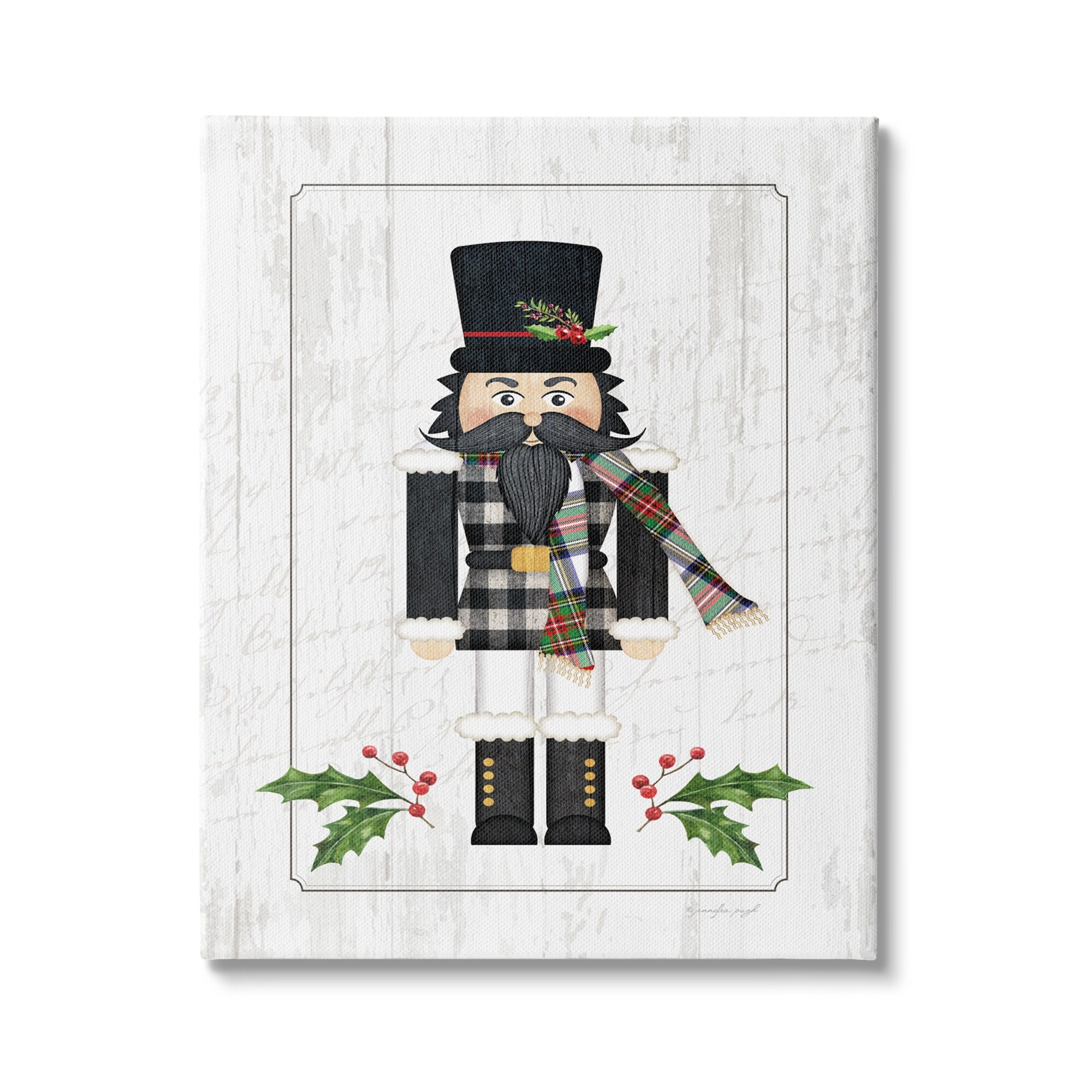 Stupell Industries Christmas Holly Nutcracker Winter Plaid Coat, 30 x ...