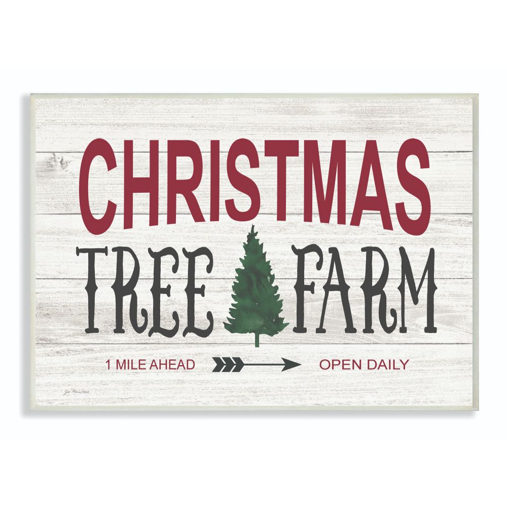 Stupell Industries Christmas Trees Farm Wood Texture Holiday Word ...