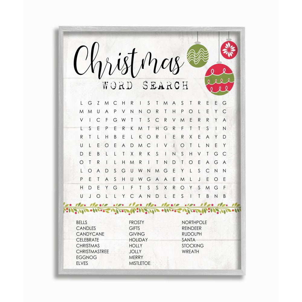 Stupell Industries Christmas Word Search Holiday Activity Text Design ...