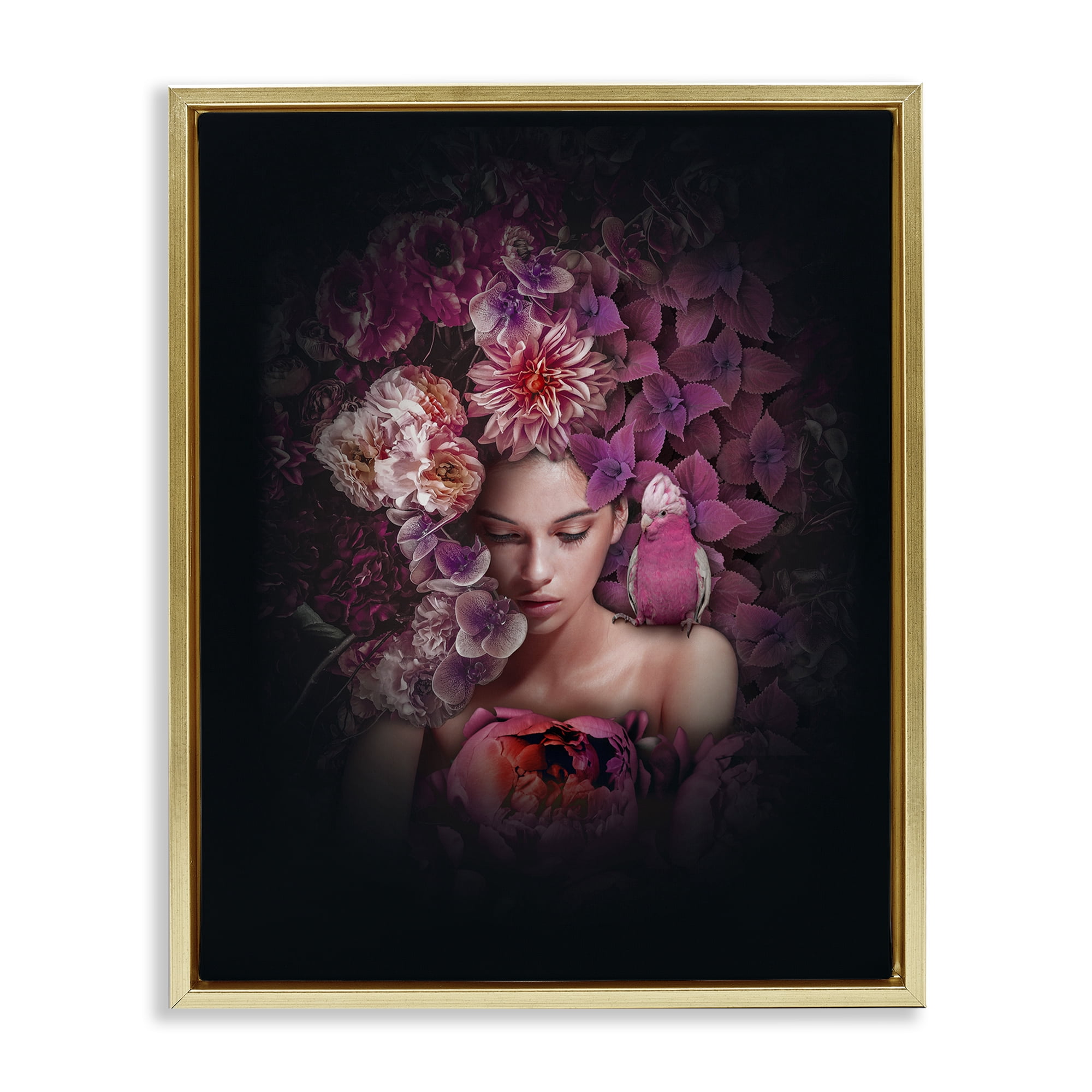 Stupell Industries Circular Flowers Woman Plants & Flowers Painting ...