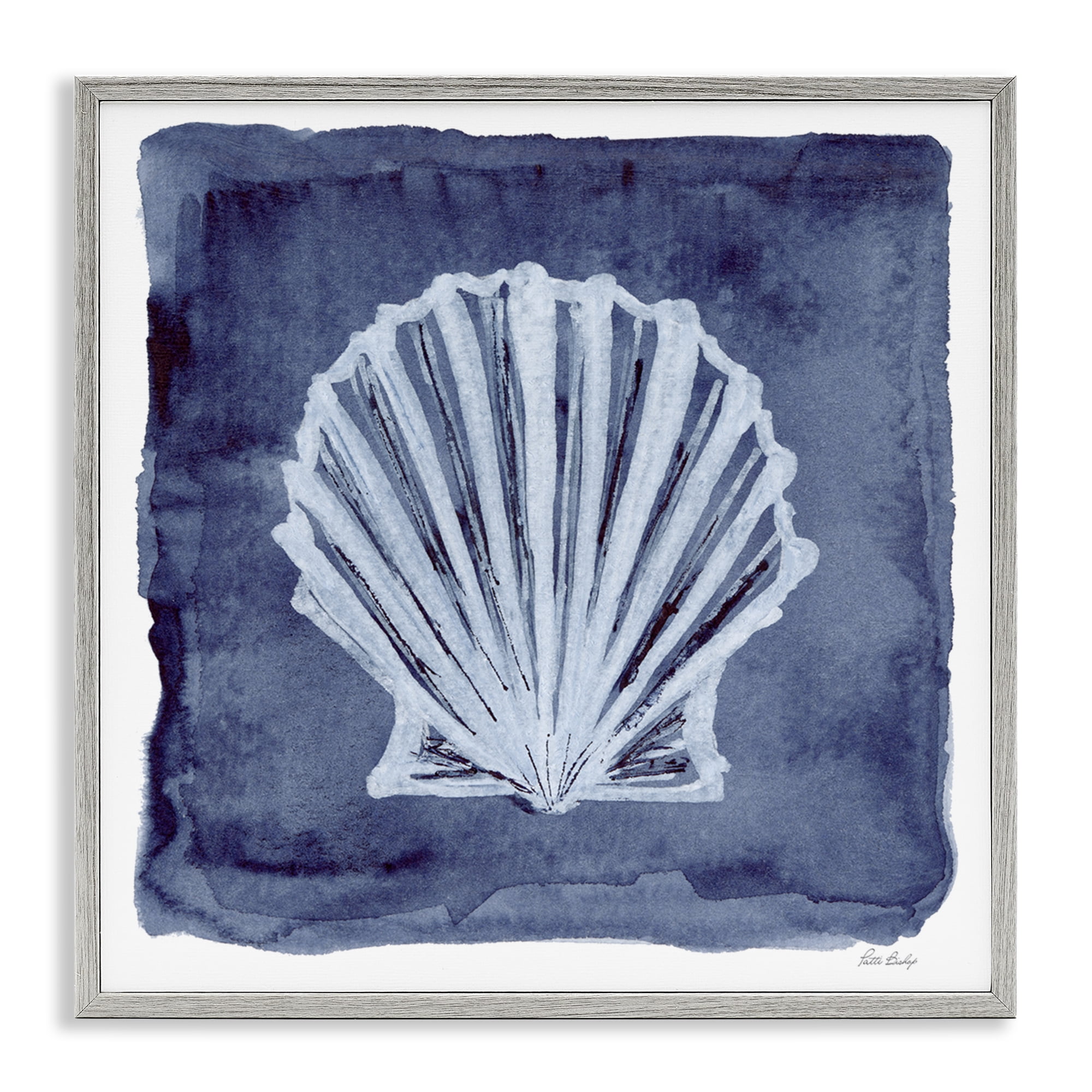 Stupell Industries Clam Shell Impression Animals Painting Gray Framed ...