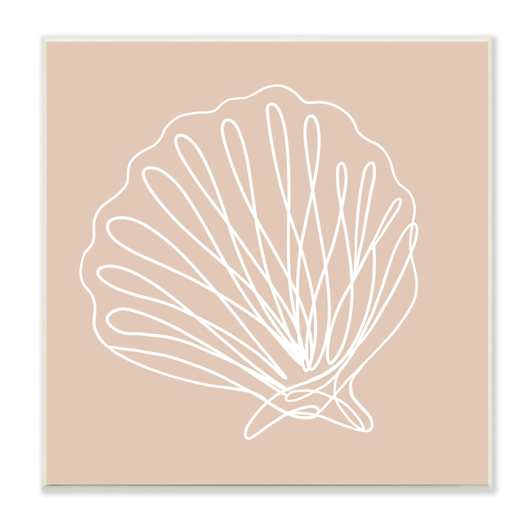 Stupell Industries Clam Shell Squiggle Doodle Tan Sea Life Graphic Art ...