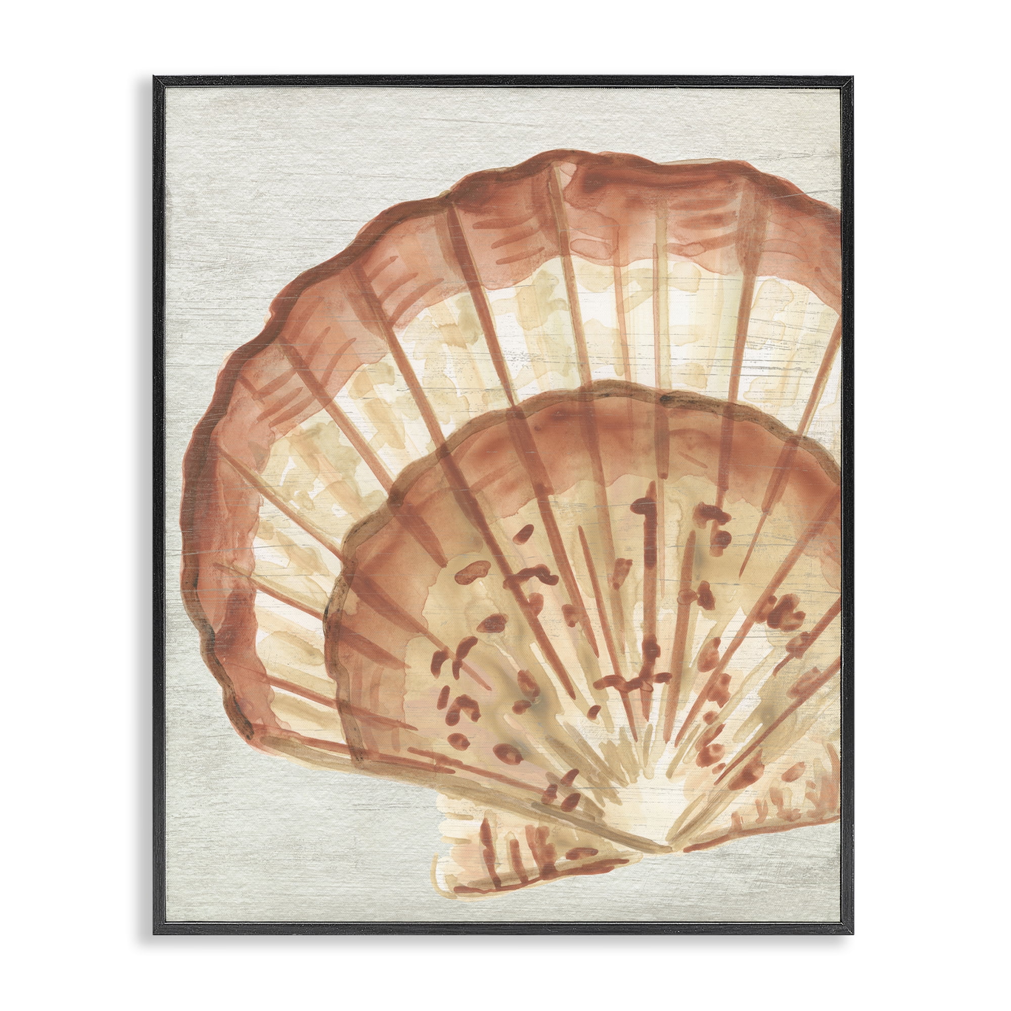 Stupell Industries Clam Shell in Beige Nautical & Beach Painting Black ...