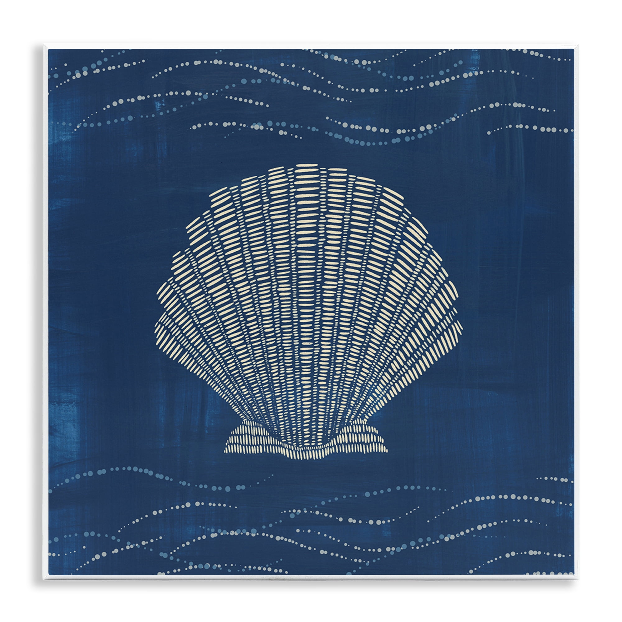 Stupell Industries Clam Shell on Blue Coastal Painting Unframed Art ...