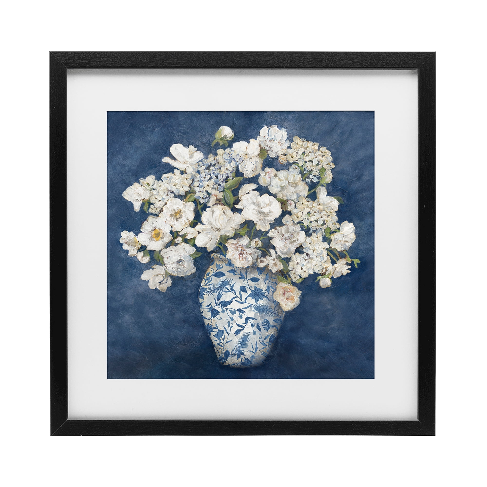 Stupell Industries Classic Blue Chinoiserie Vase Black Framed Print ...