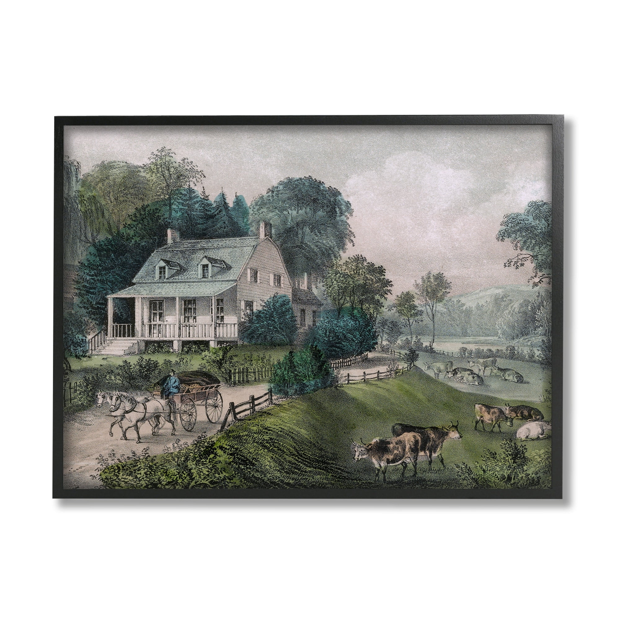 Stupell Industries Classic Countryside House Painting Roaming Farm ...
