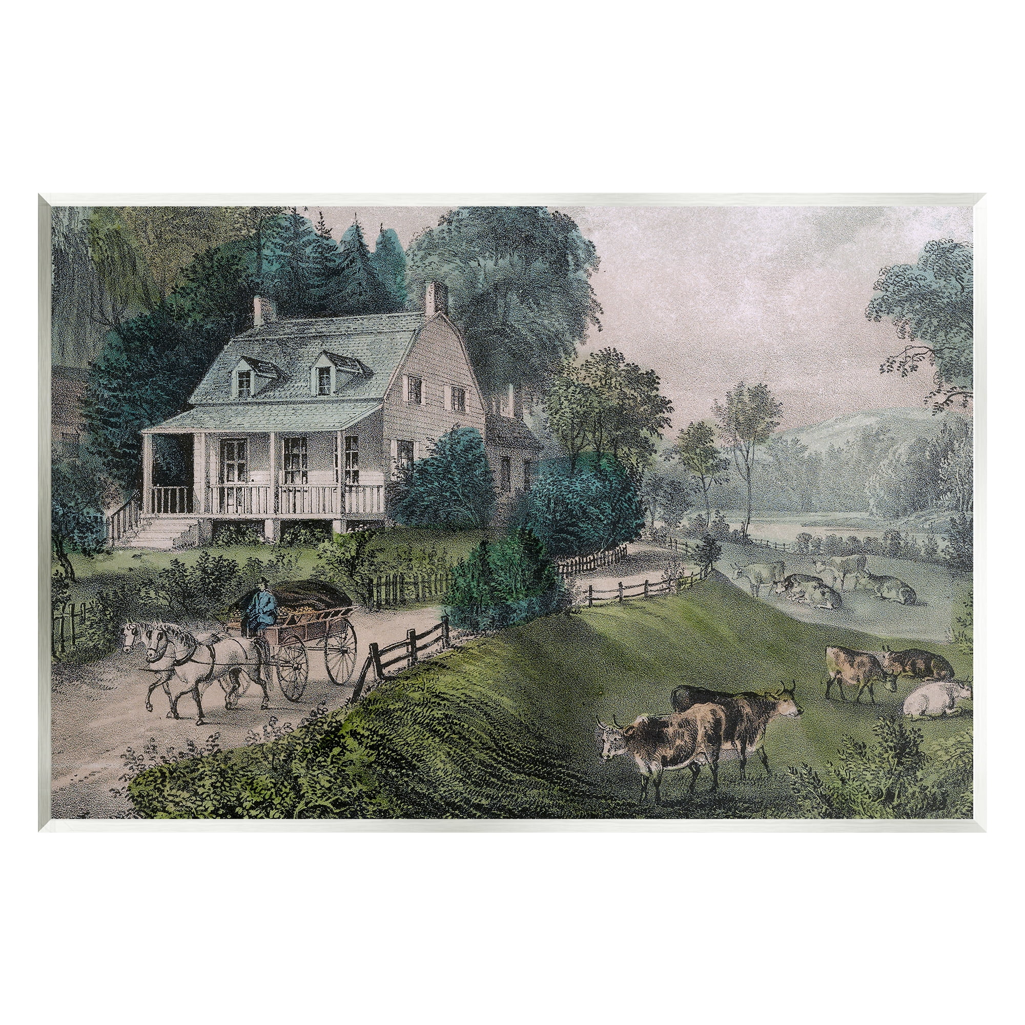 Stupell Industries Classic Countryside House Painting Roaming Farm ...