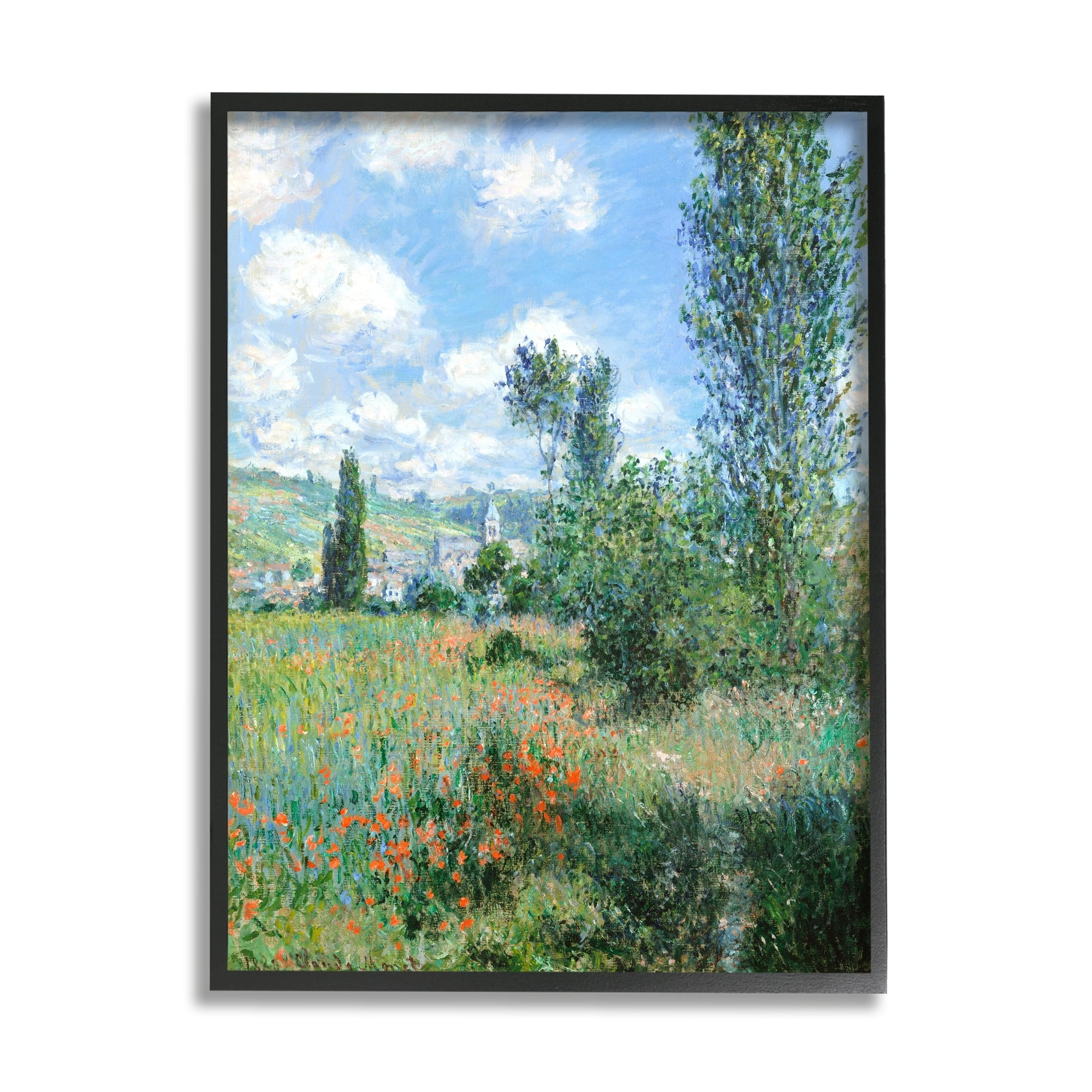 Stupell Industries Classic Field Flowers Rural Impressionist Painting Painting Black Framed Art ...