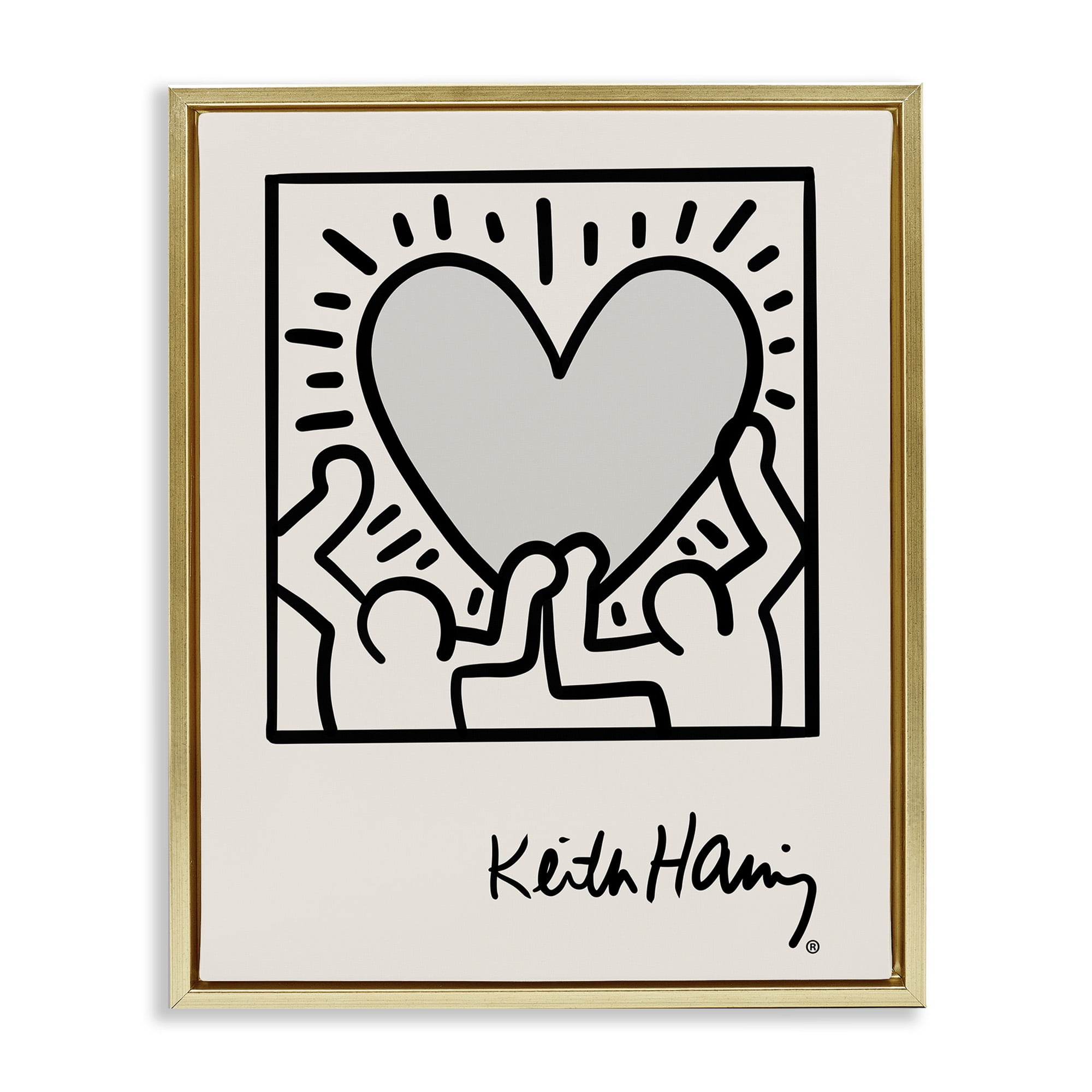 Stupell Classic Heart Symbol Keith Haring Framed Canvas Art - Walmart.com