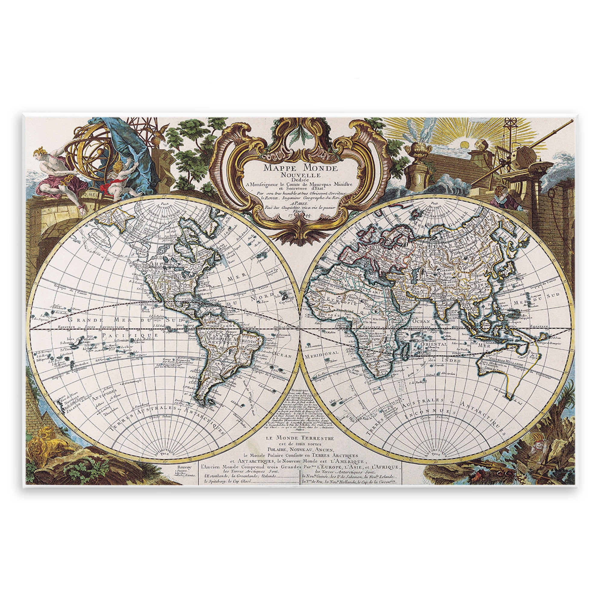 Stupell Industries Classic Inspired World Map History & Language ...