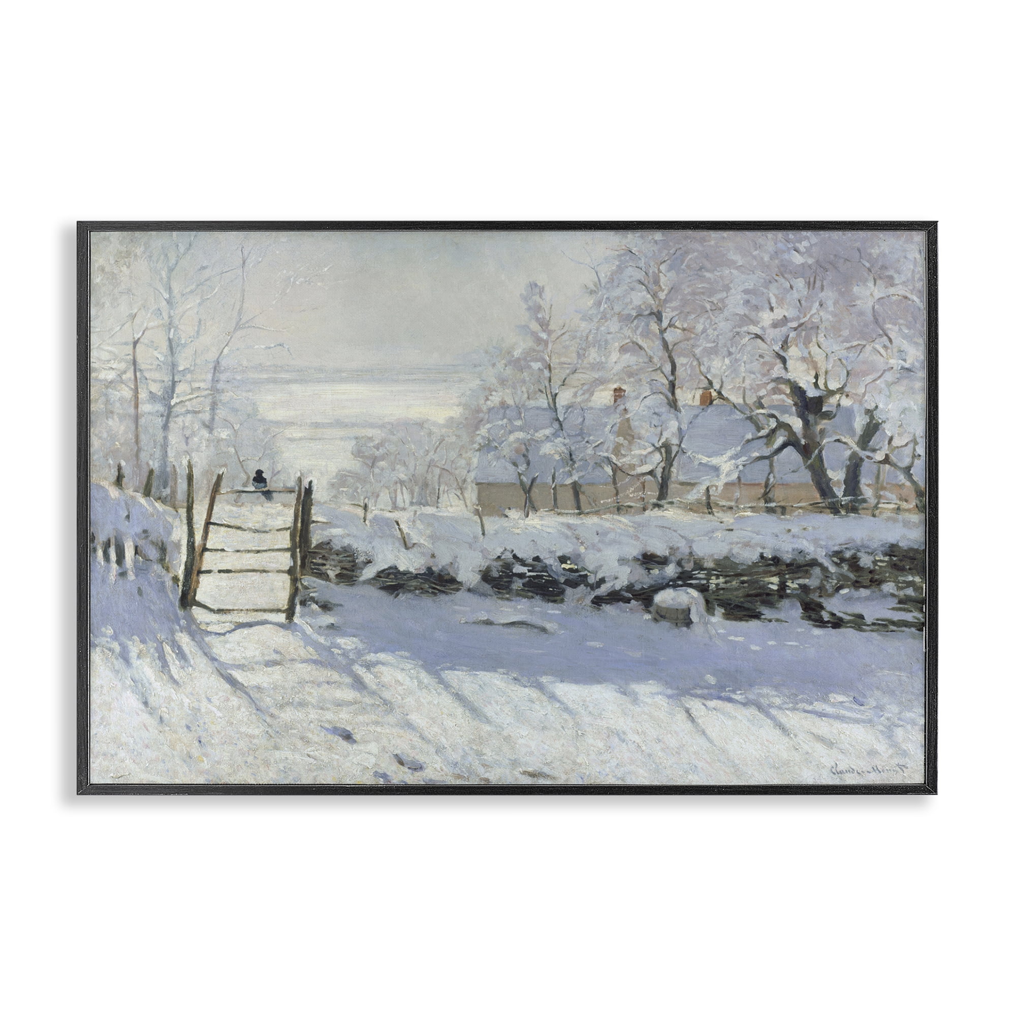 Stupell Industries Monet The Magpie Landscape - Black Framed Art Print ...