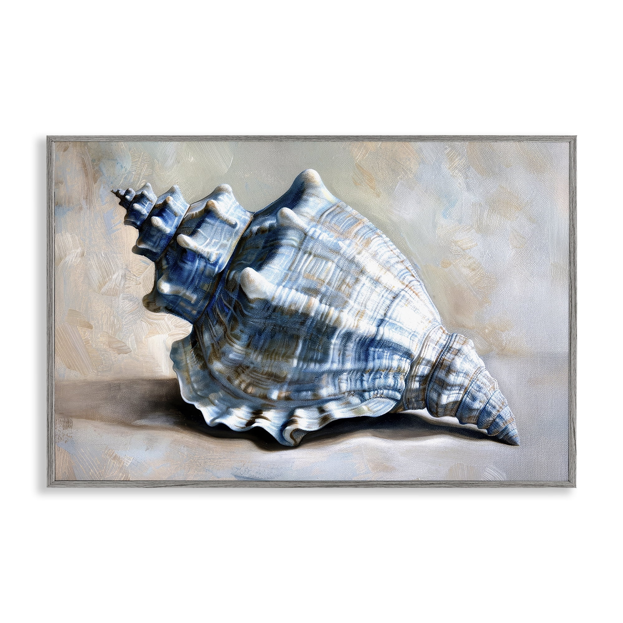 Stupell Industries Classic Ocean Conch Animals Painting Gray Framed Art ...