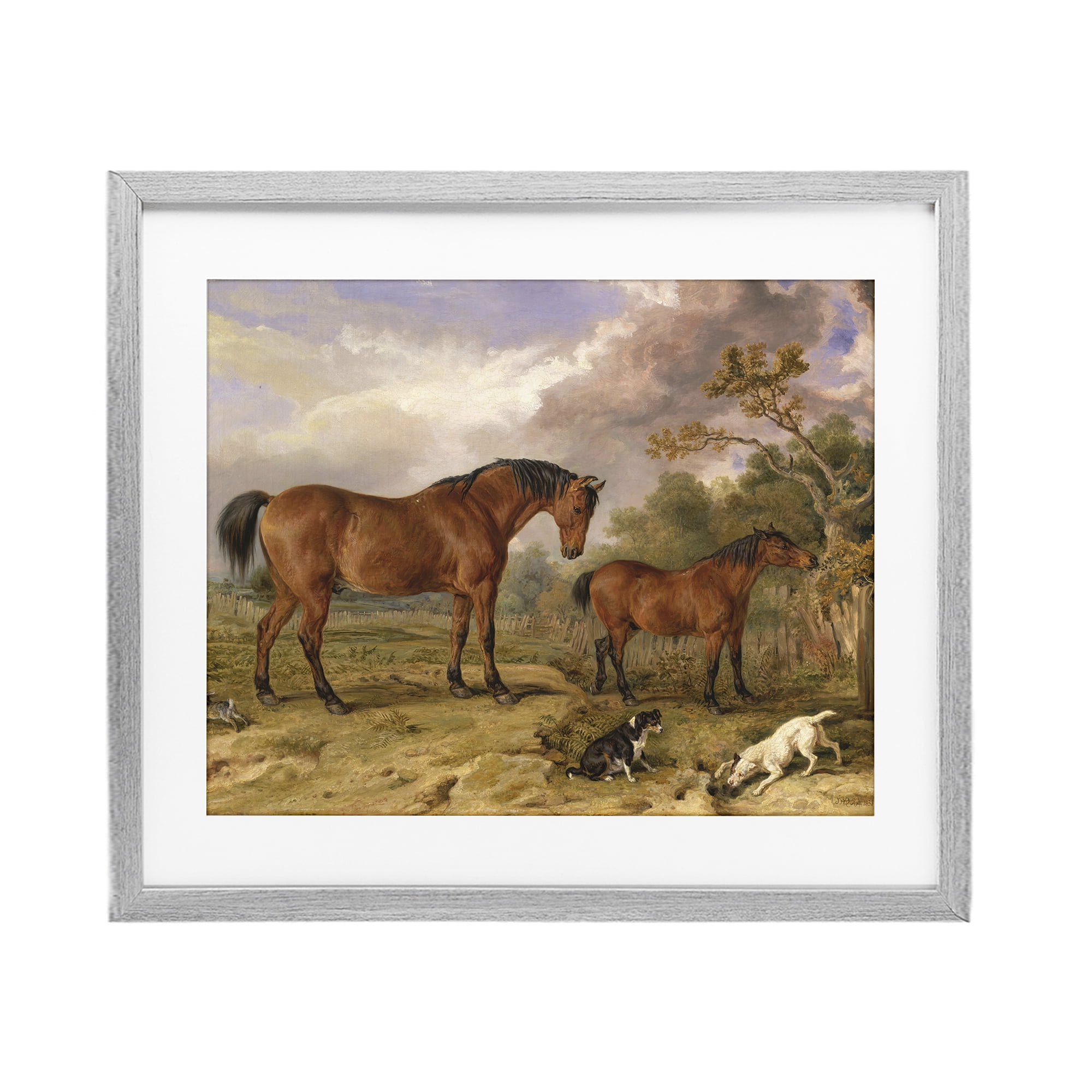 Stupell Industries Classic Portrait of Horses Gray Framed Print Under ...