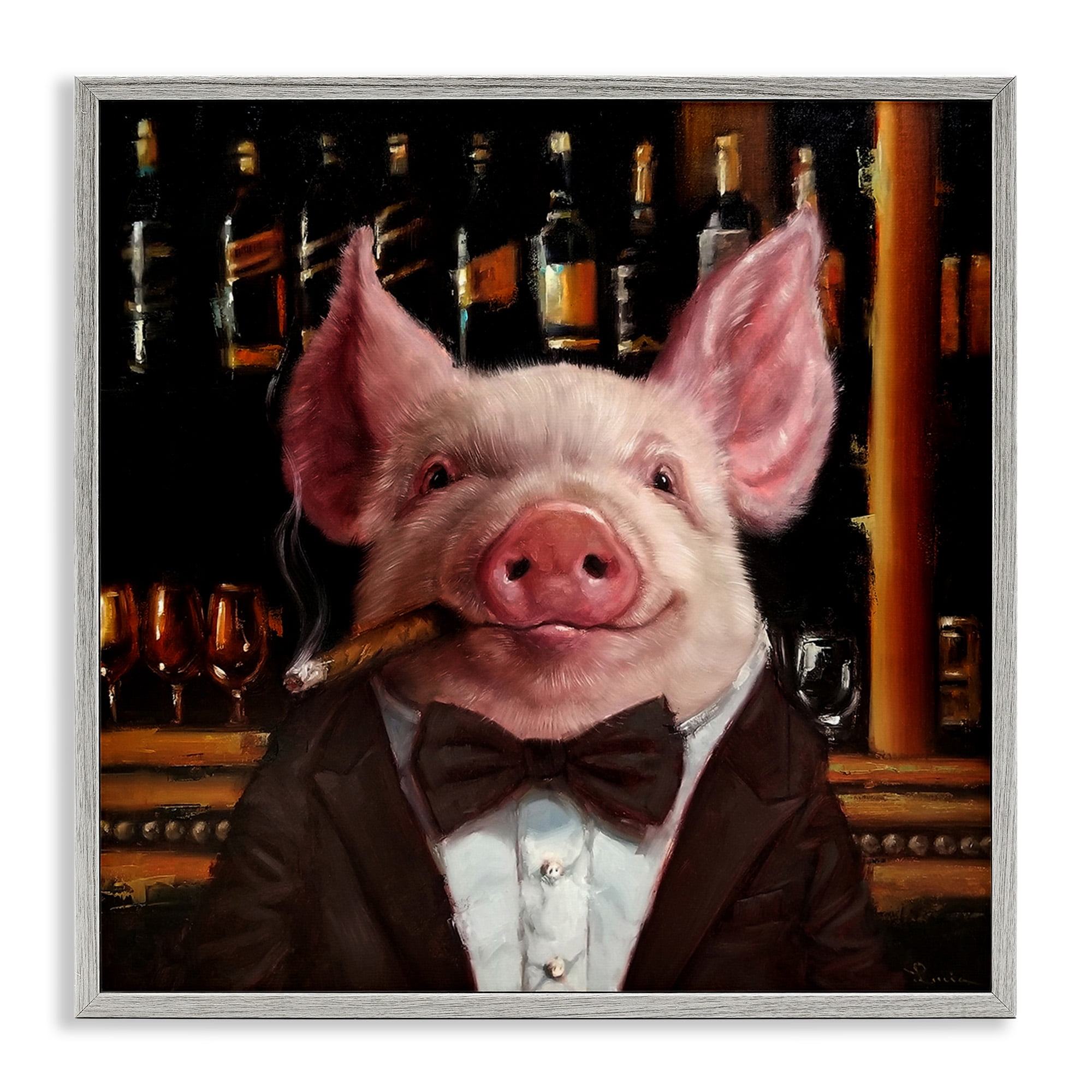 Stupell Industries Classy Pig at Cigar Bar Animals & Insects Painting ...
