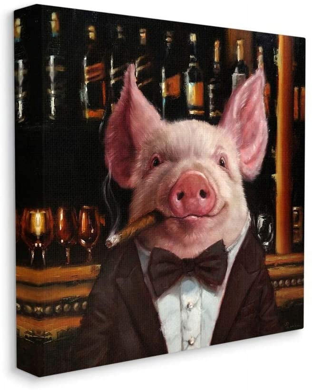 Stupell Classy Pig Canvas Print - Farm Animal Wall Art - Walmart.com