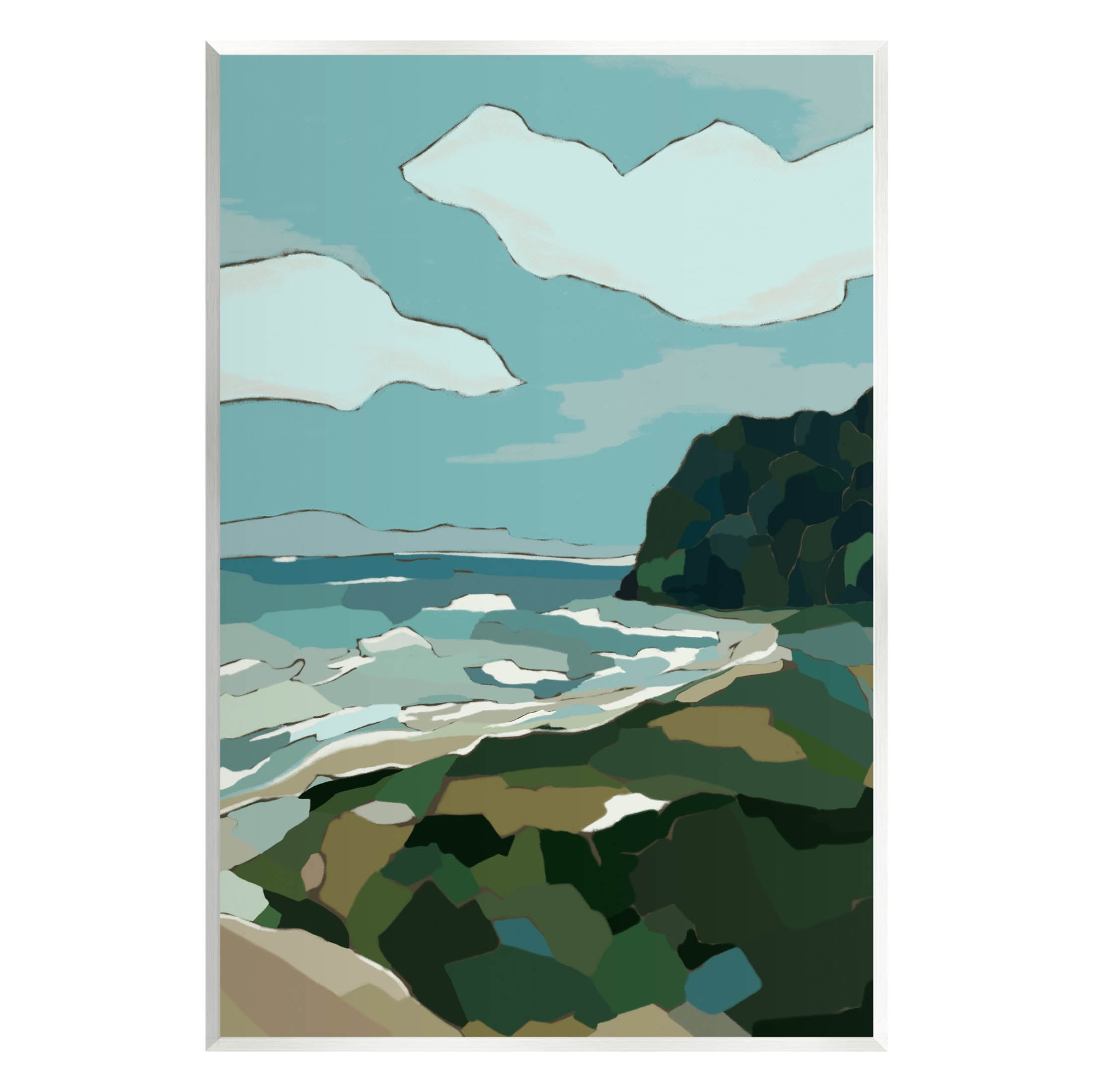 Stupell Industries Cloudy Blocked Beach Cliffs Landscape Graphic Art ...