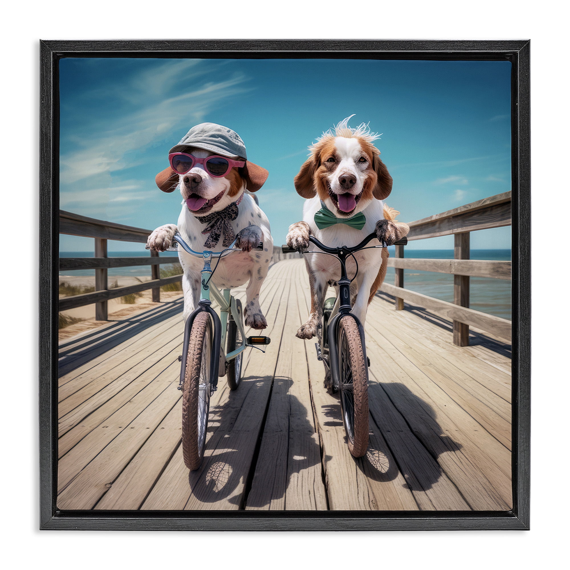 Stupell Industries Coastal Bicycle Dogs Animals & Insects Painting ...
