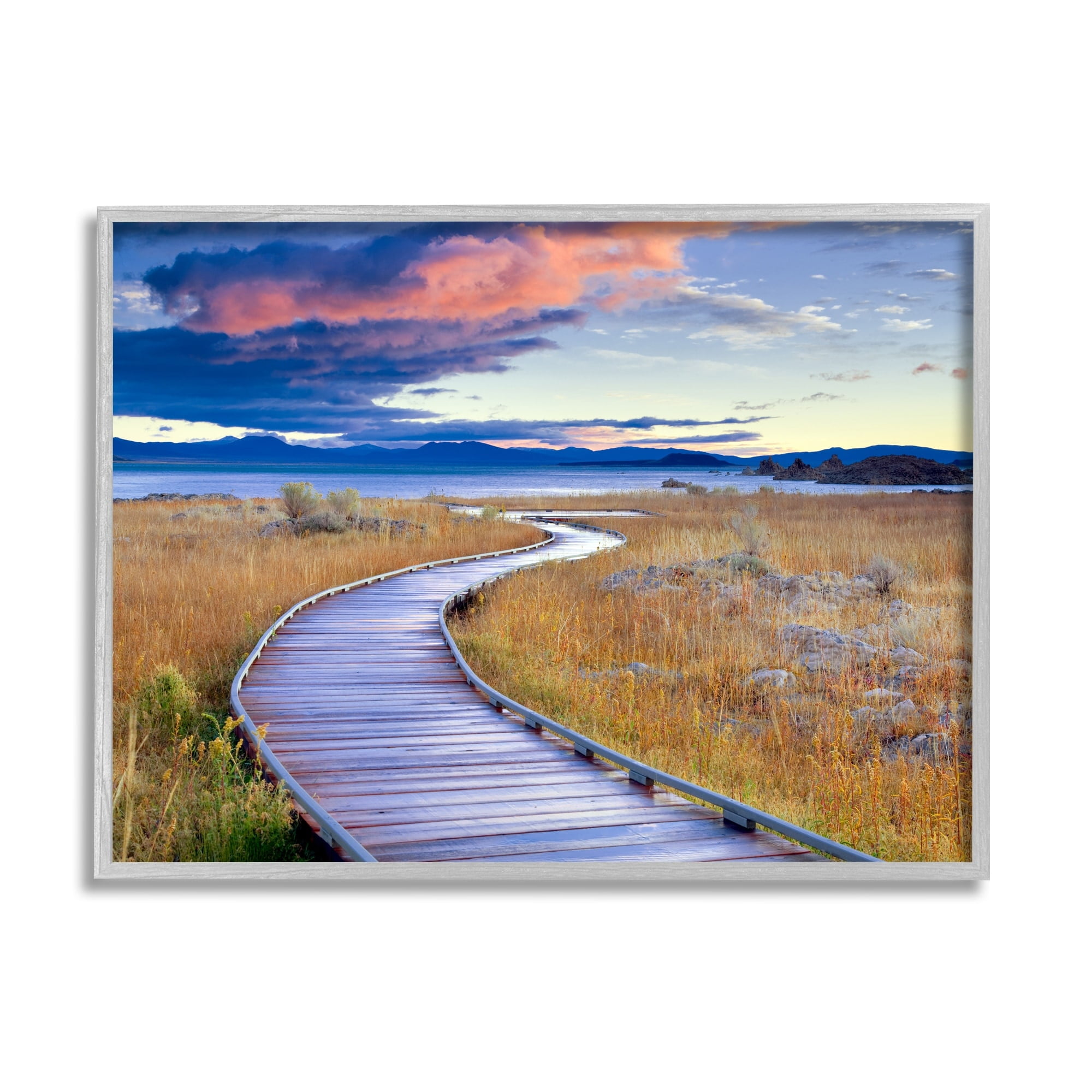 Stupell Industries Coastal Boardwalk Sunset Coastal Photography Gray ...