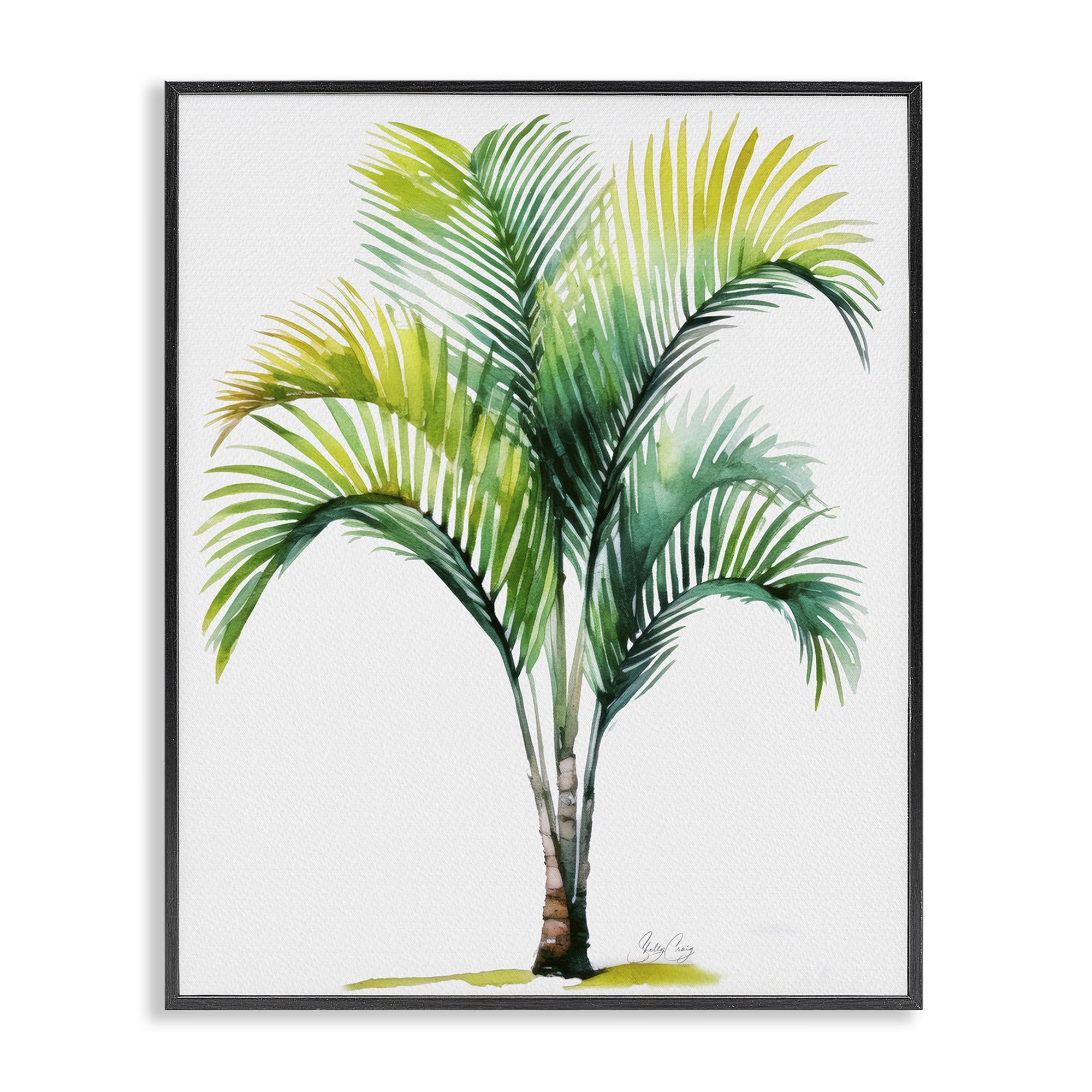 Stupell Industries Coastal Canopy Palm Tree Black Framed Giclee Art ...